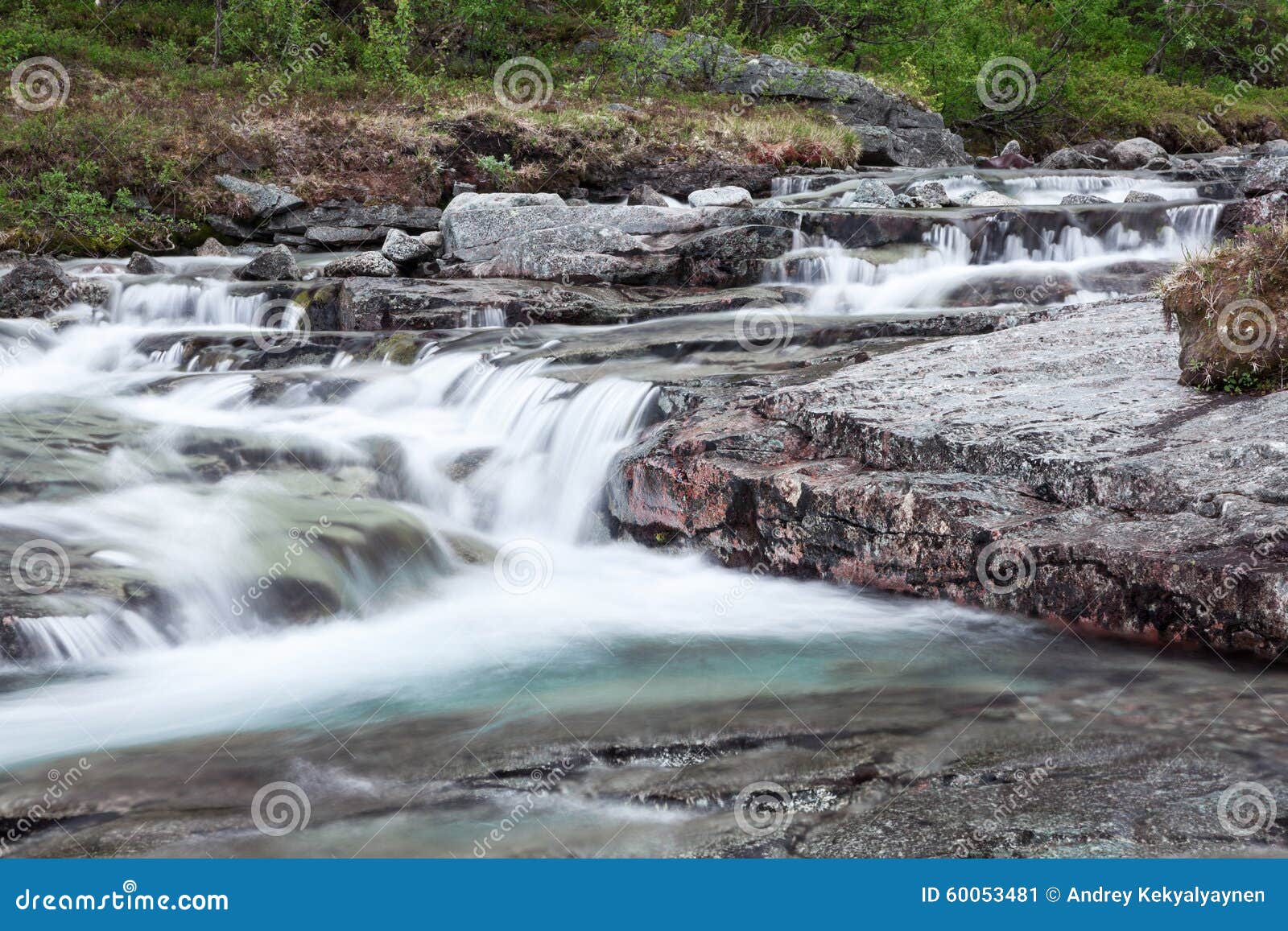 Blue Water of Mountain River Flowing from the Peak, Long Exposure Stock ...