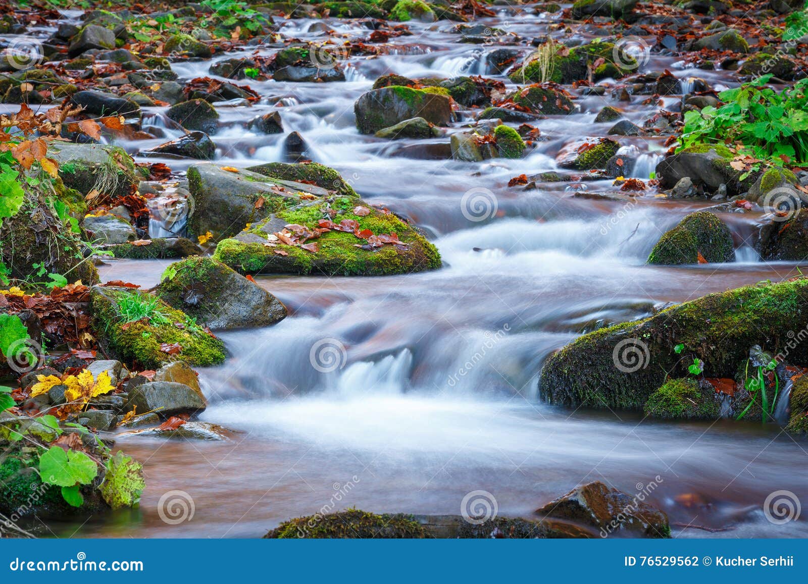 Blue Water of Mountain Stream in Autumn Time Stock Photo - Image of ...