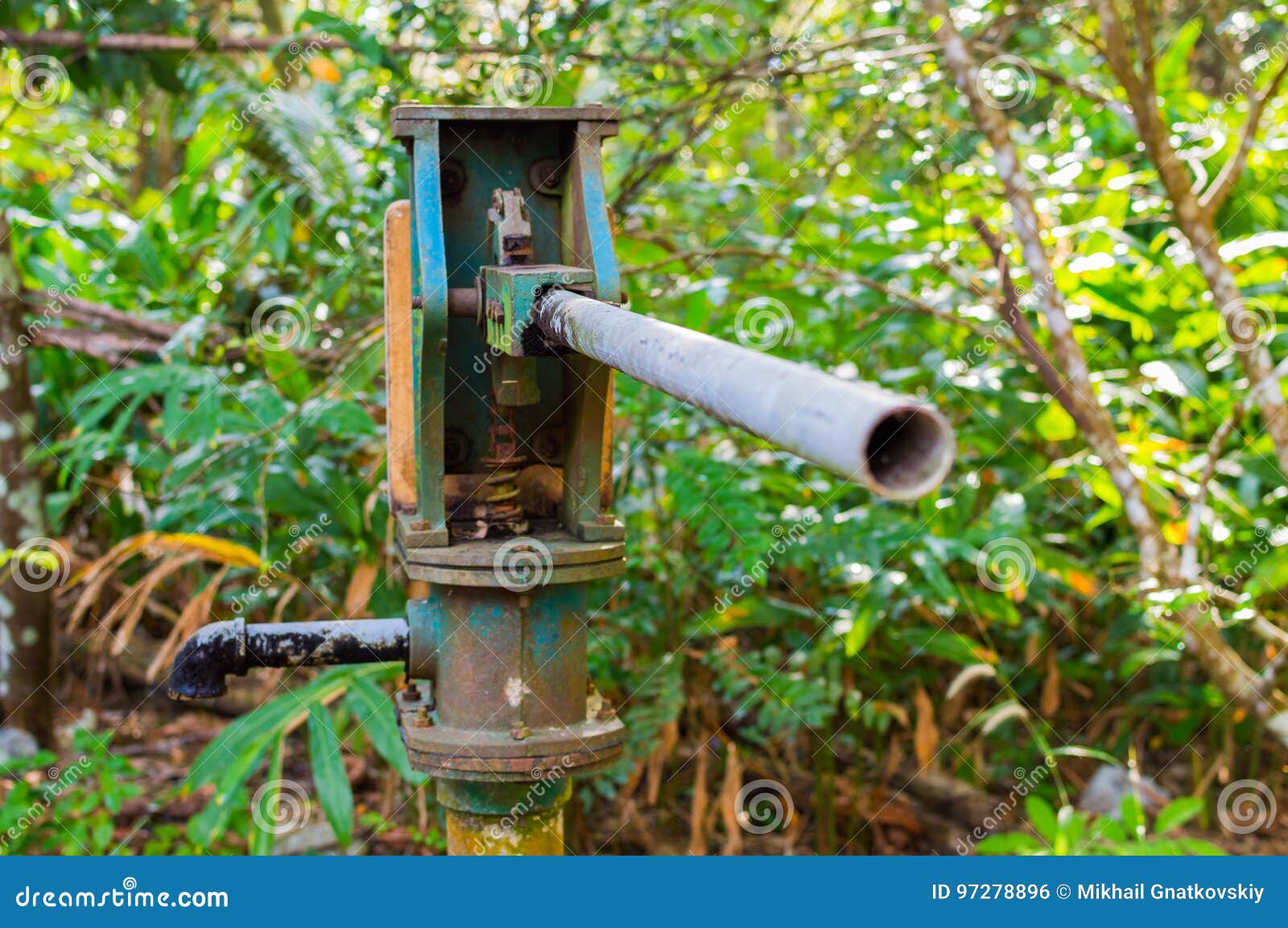 Blue Water Pressure Pump Column for Water Supply from Well Stock Photo ...