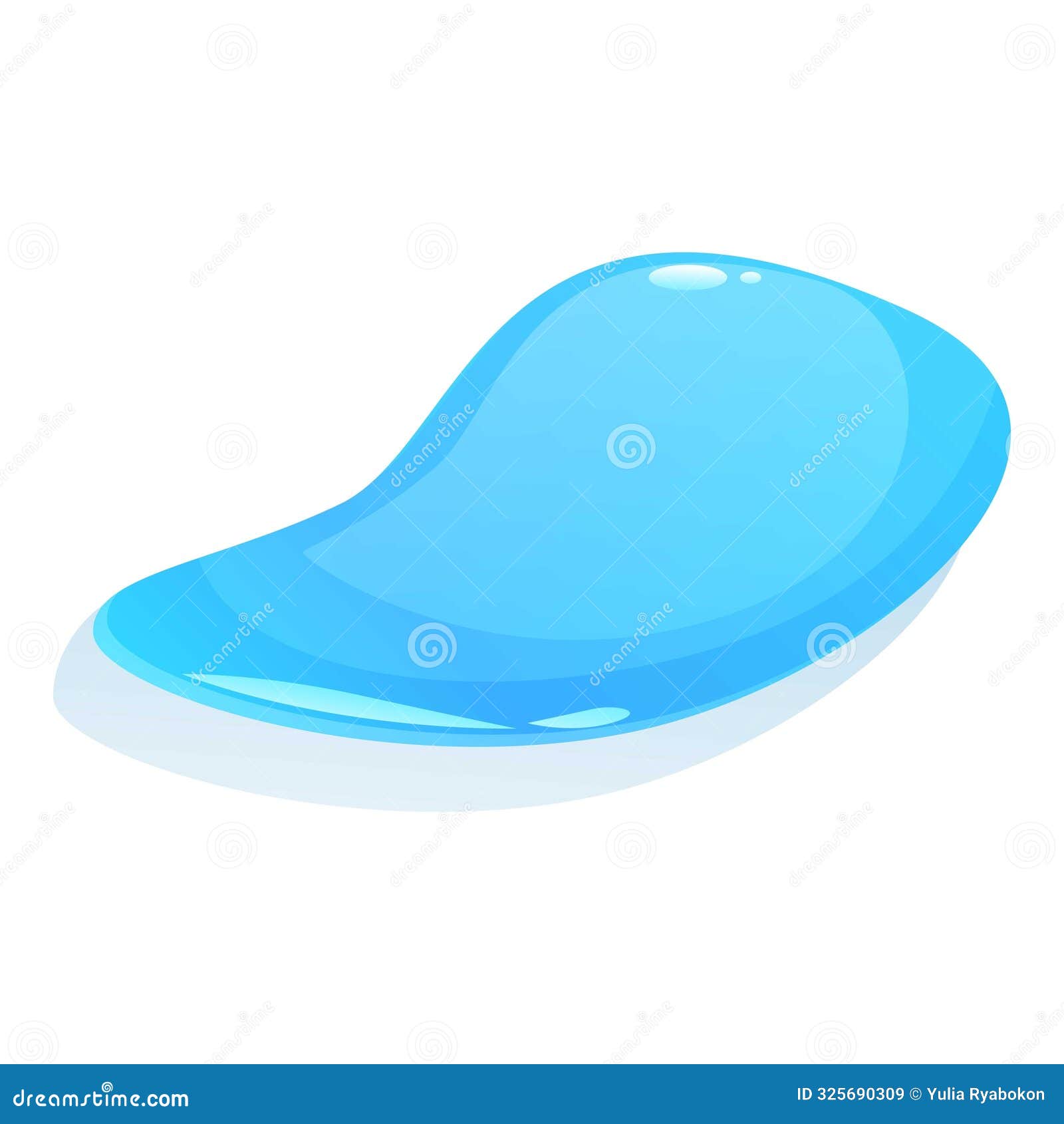 Blue Water Puddle Spreading on White Background Stock Illustration ...