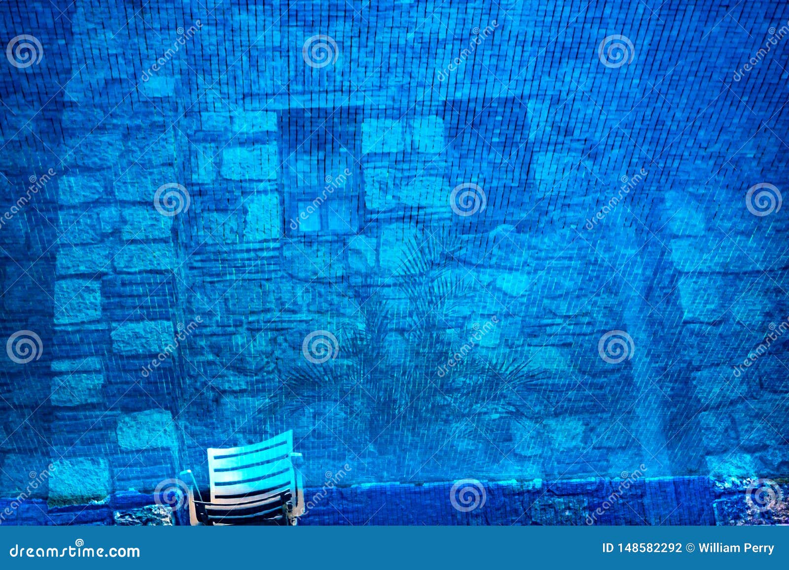 Blue Water Reflection Abstract Background Mexican Building Oaxaca ...