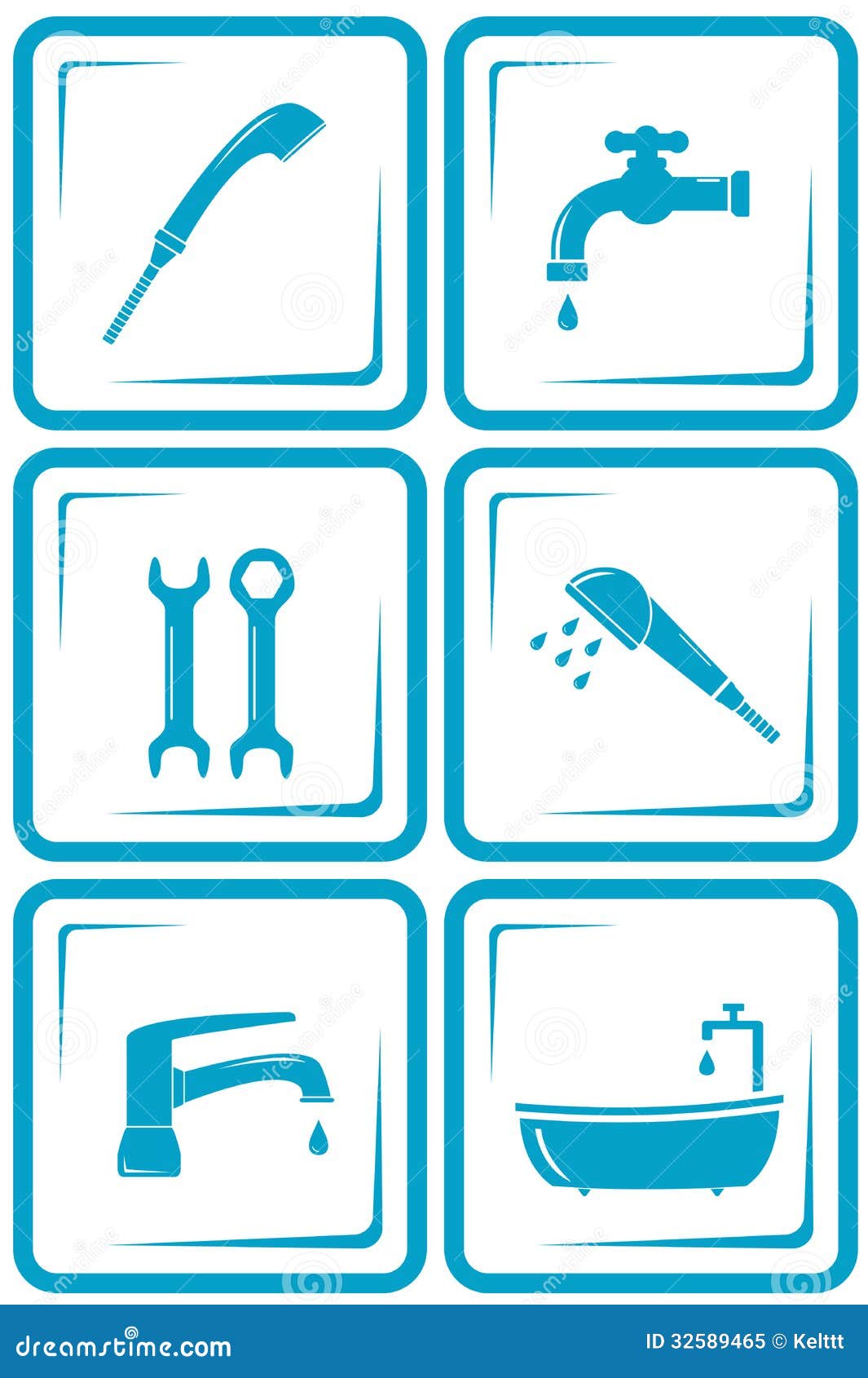 Blue Water Set with Isolated Faucet Icon Stock Vector - Illustration of ...