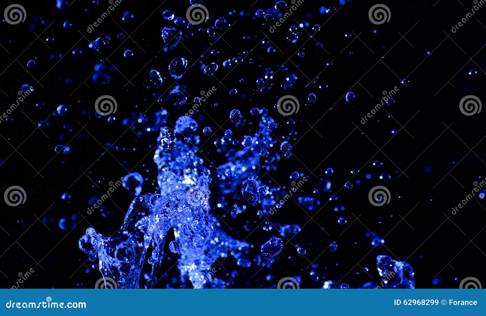 Blue Water Splash on Black Background Stock Image - Image of macro ...