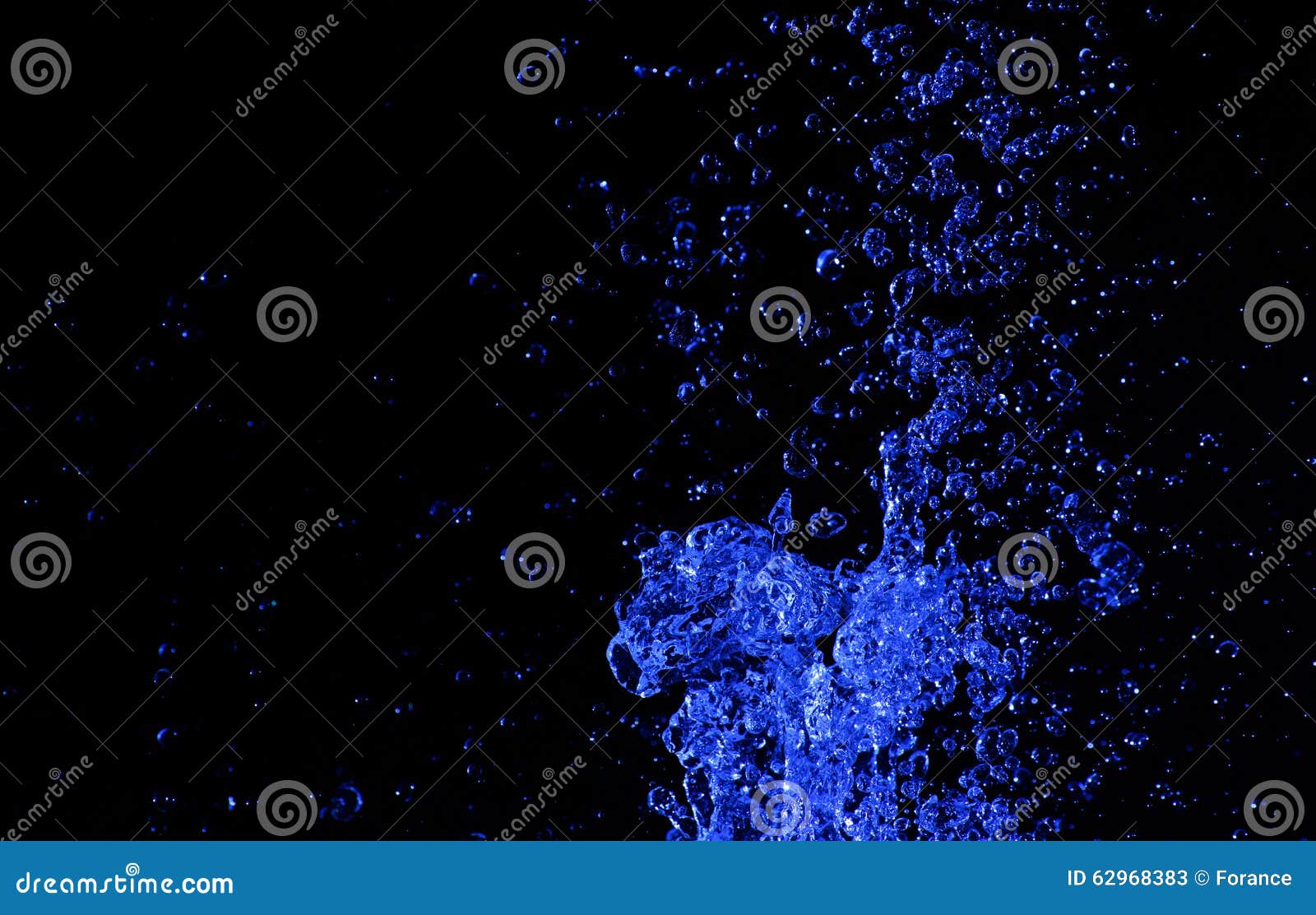 Blue Water Splash on Black Background Stock Image - Image of macro ...