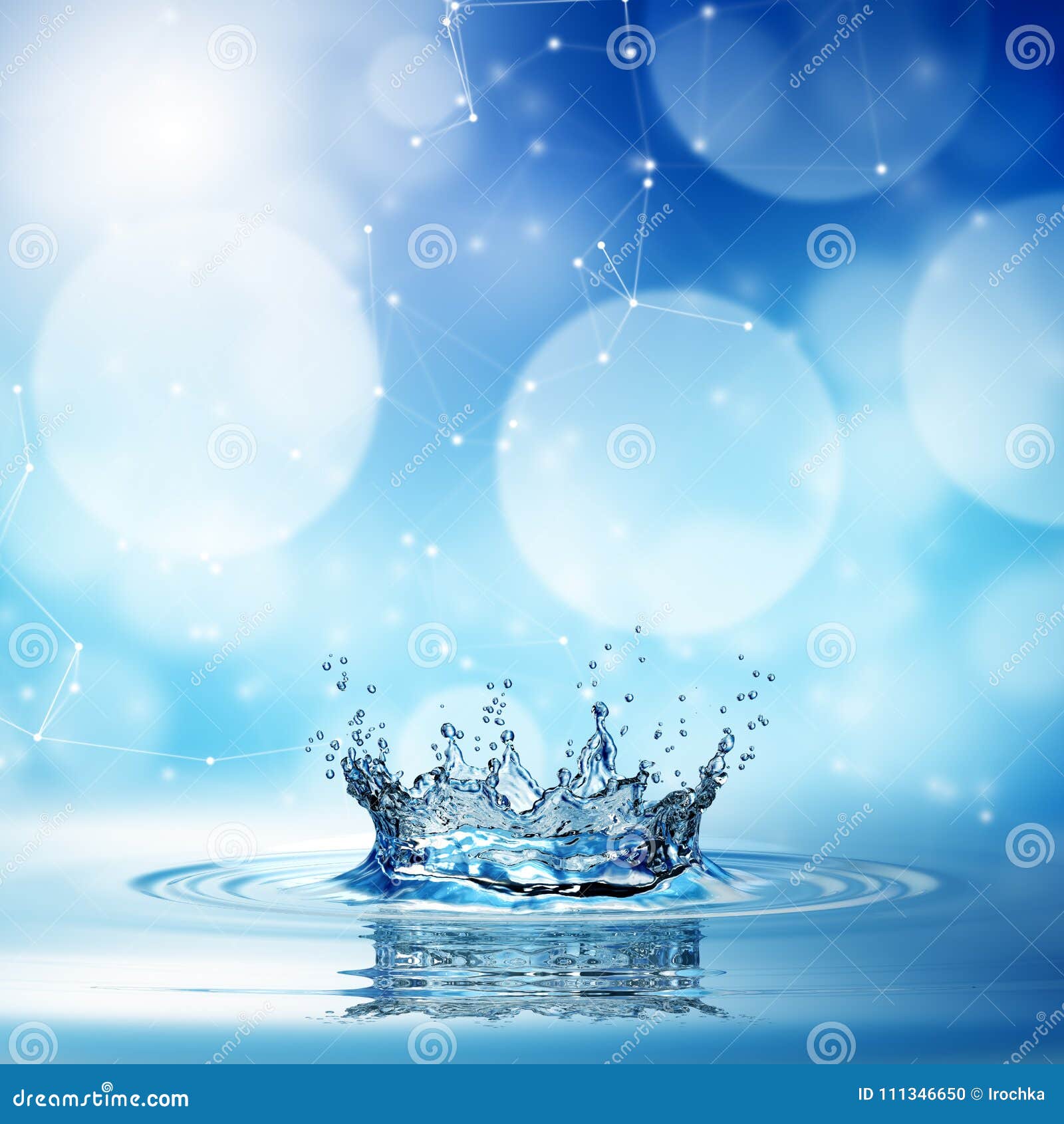 Blue Water Splash on Bokeh Background. Stock Photo - Image of blue ...