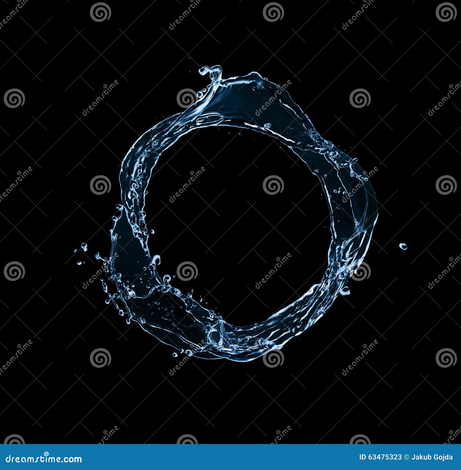 Blue Water Splash Circle Isolated on Black Stock Image - Image of ...