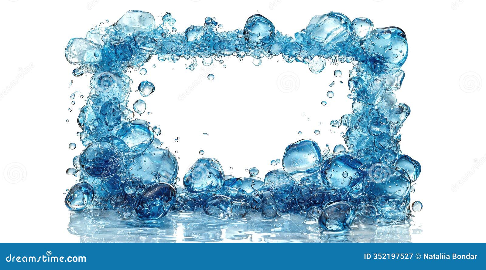 Blue Water Splash Frame with Bubbles Isolated on Transparent Background ...