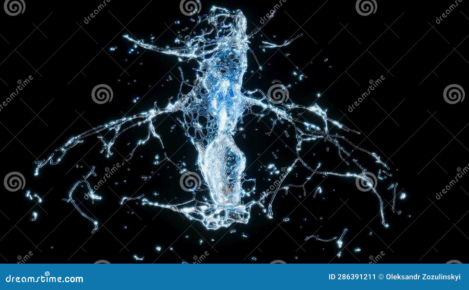 Blue water splash intro 3d stock illustration. Illustration of liquid ...