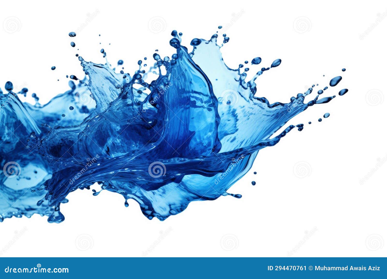 Blue Water Splash Isolated on White Background Stock Image - Image of ...