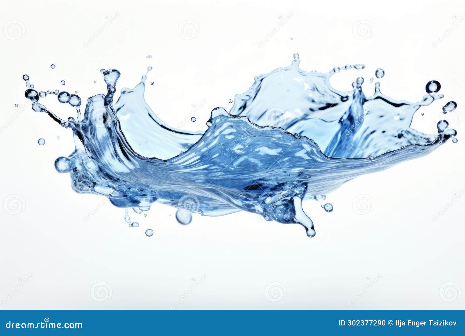 Blue Water Splash Isolated on White Background with Clear Edge Lines ...
