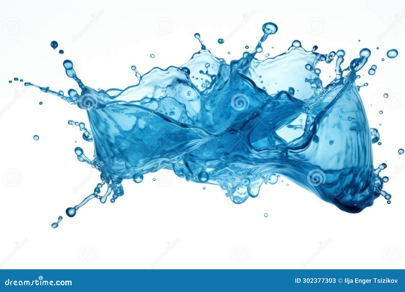 Blue Water Splash Isolated on White Background Design Element with ...