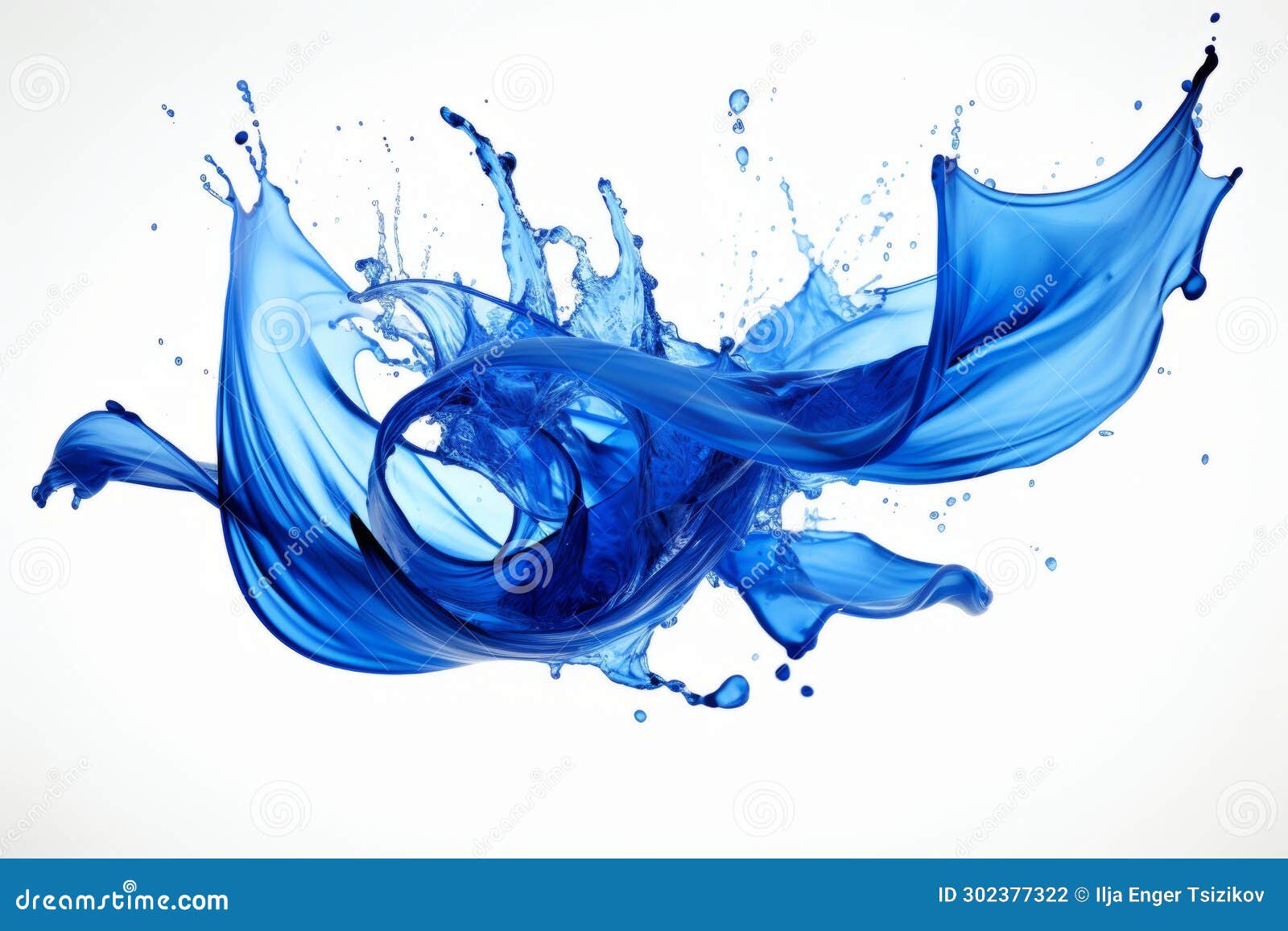 Blue Water Splash Isolated on White Background Design Element with ...