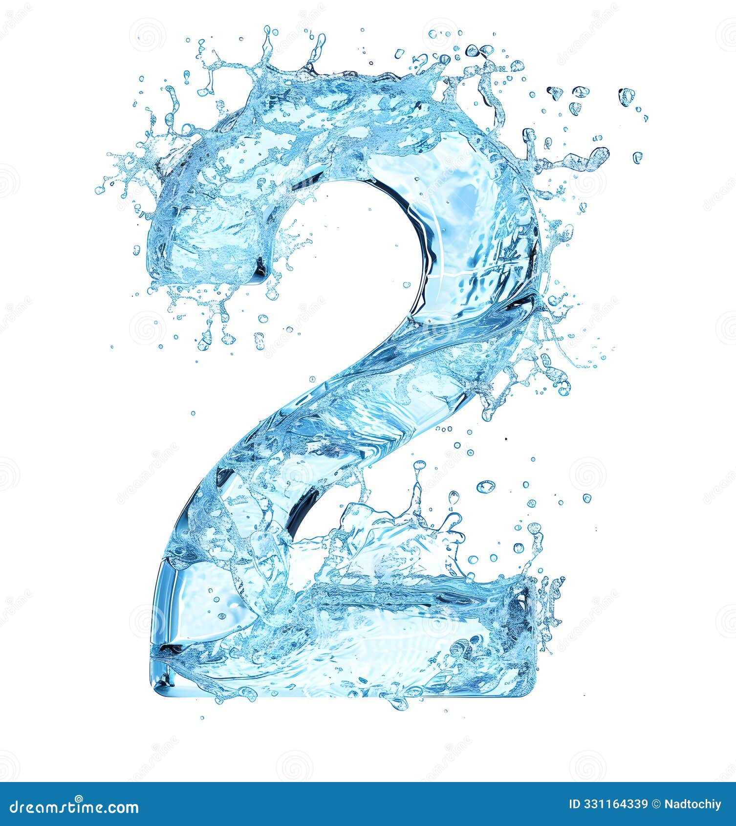 Blue Water Splash Number 2 Isolated on White Background Stock Image ...