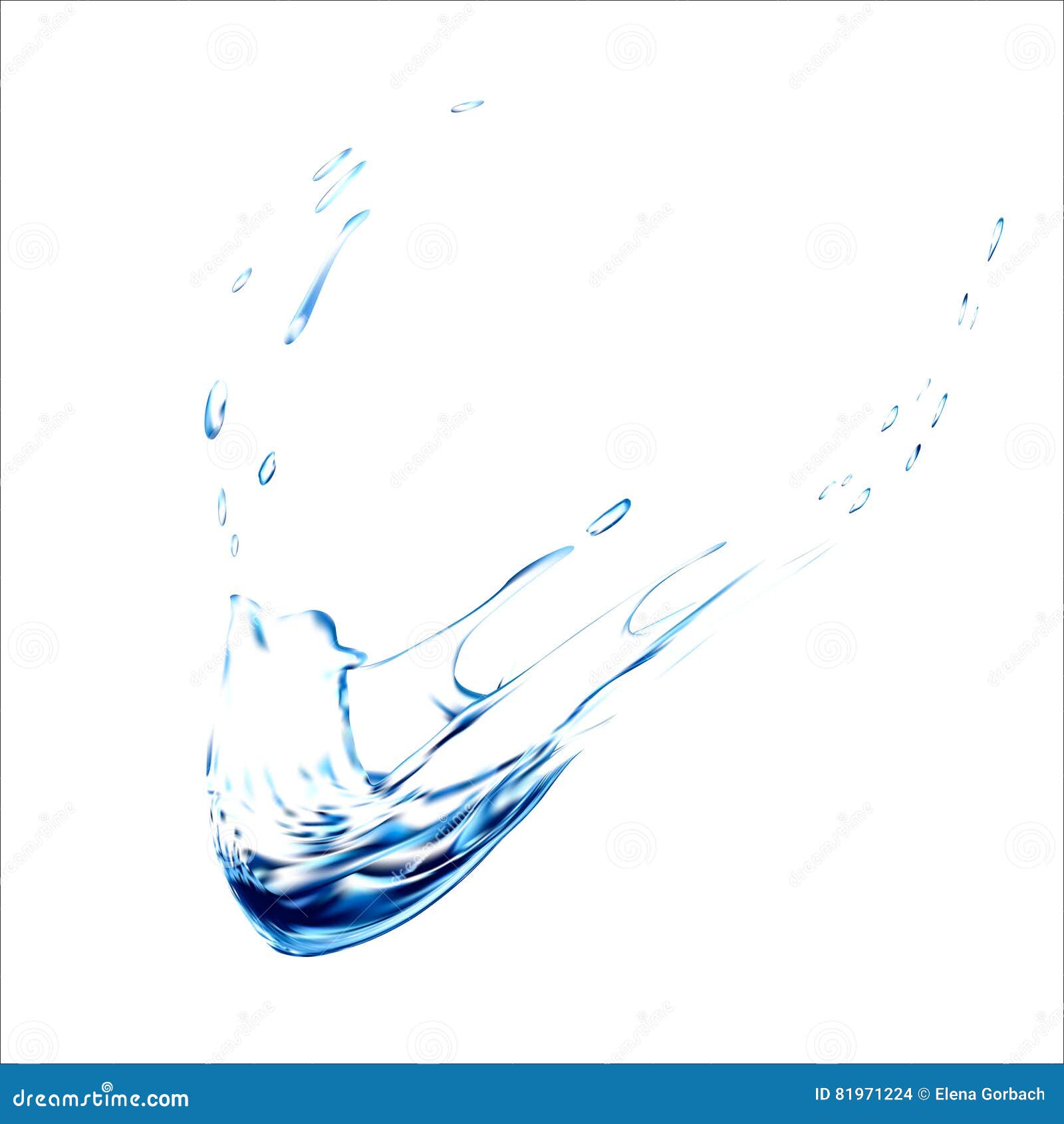 Blue Water Splash. Spray With Drops Isolated. 3d Illustration . Aqua ...