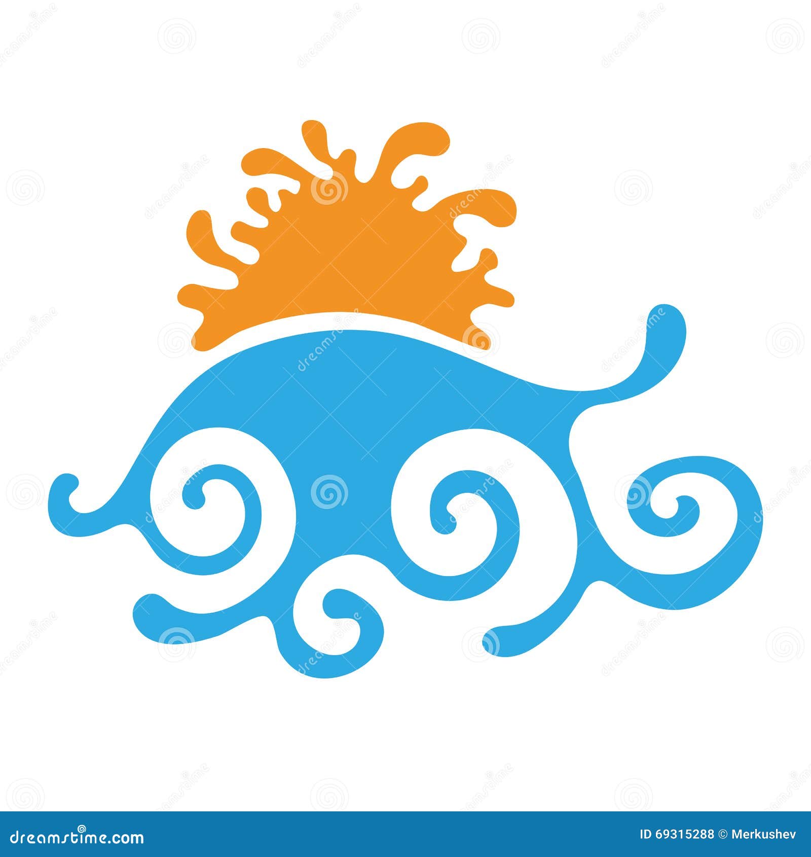 Blue Water Splash and Sun, Vector Logo Illustration Stock Vector ...
