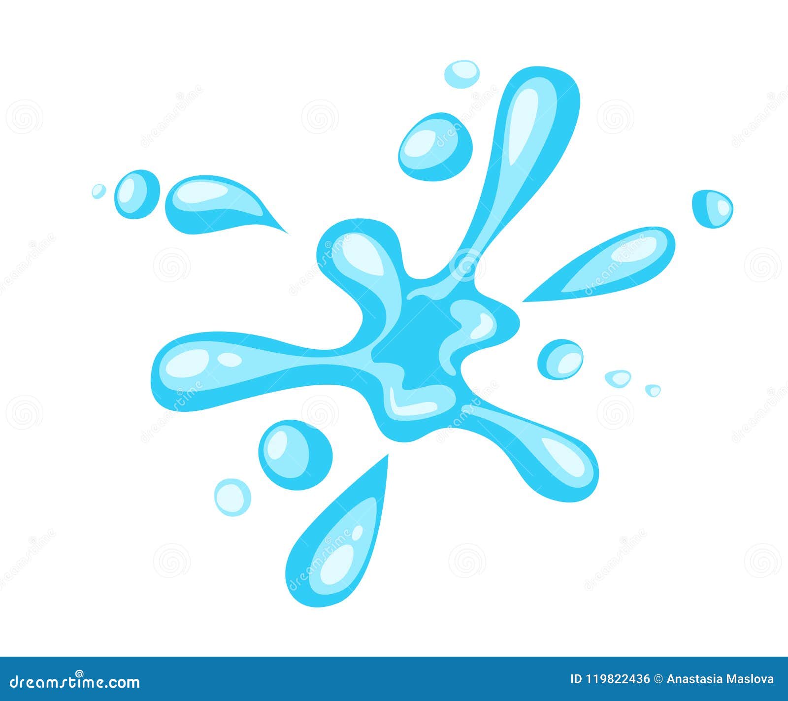 Blue Water Splash. Top View. Flat Vector Illustration Stock ...