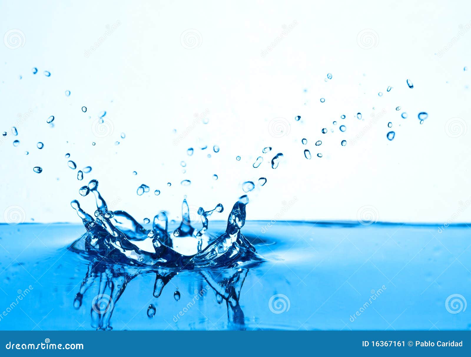 Blue Water Splash, White Background. Stock Image - Image of bubble ...