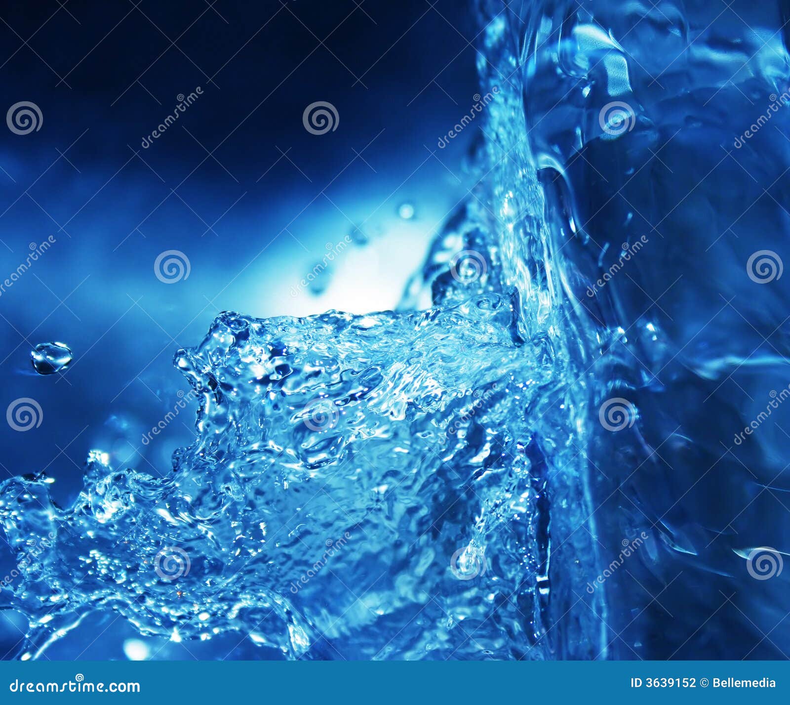Blue water splashing stock photo. Image of purity, close - 3639152