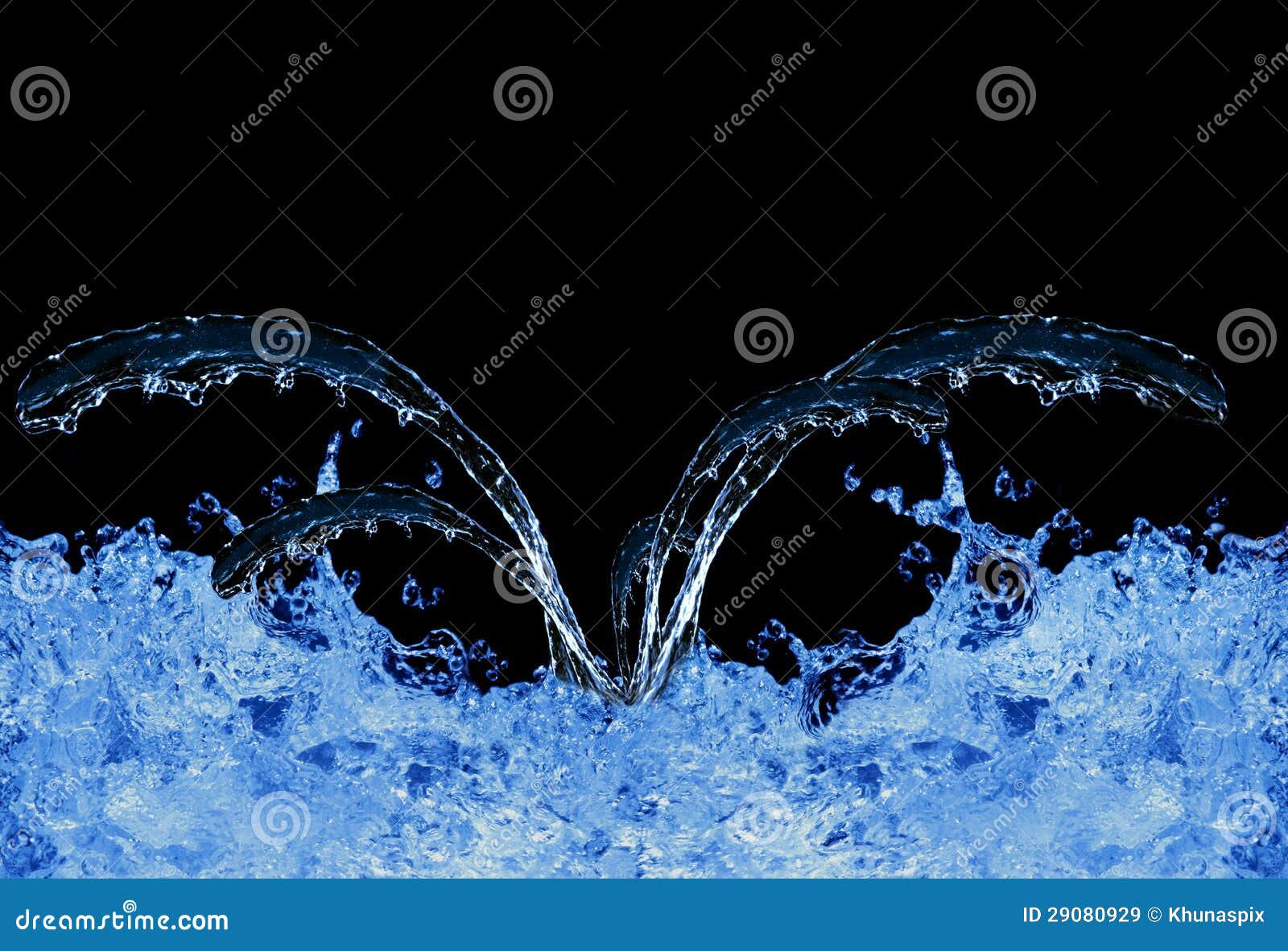 Blue Water Splashing on Black Stock Image - Image of drinking, healthy ...