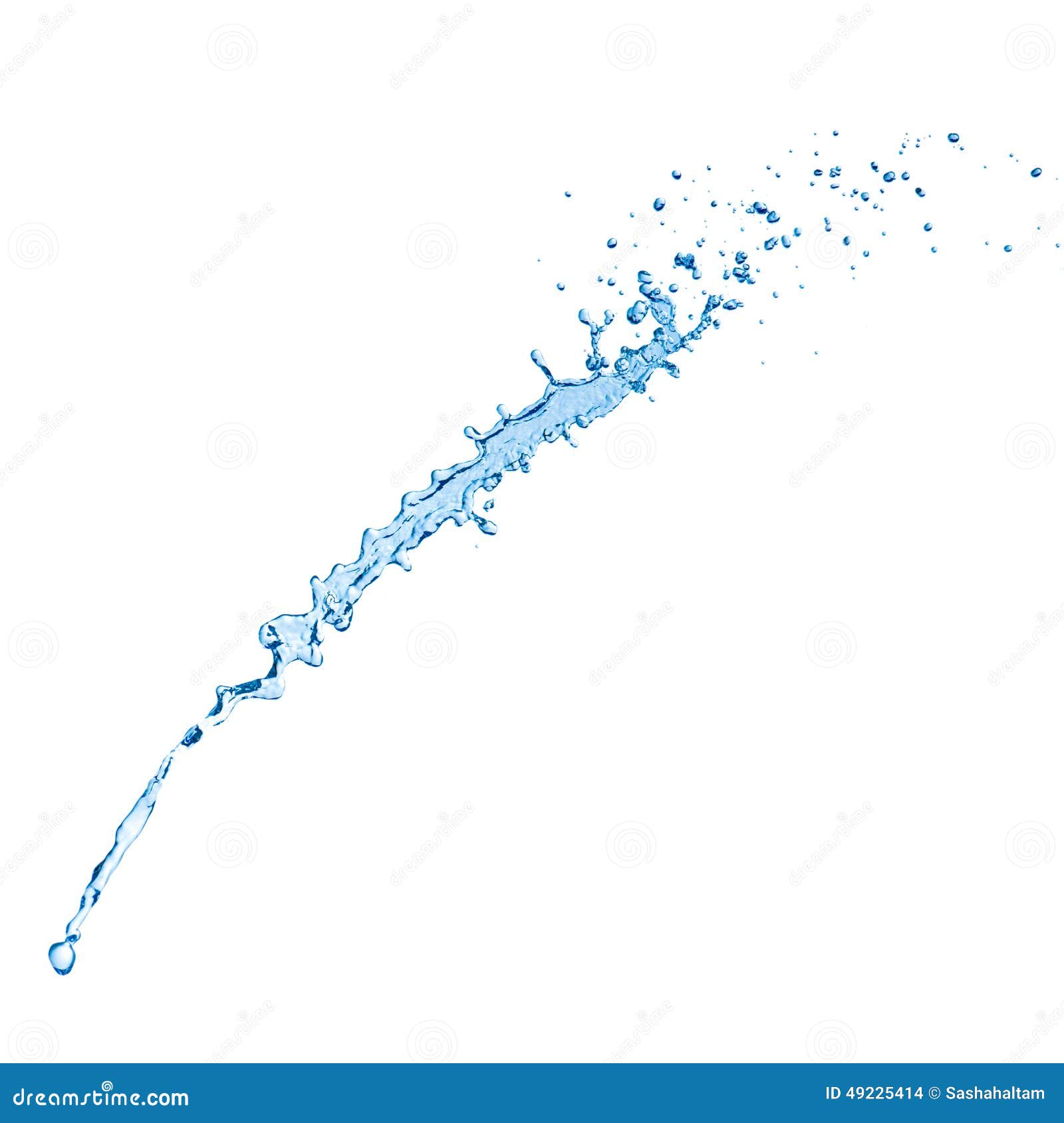 Blue Water Stream, Splash with Drops Stock Photo - Image of smooth ...