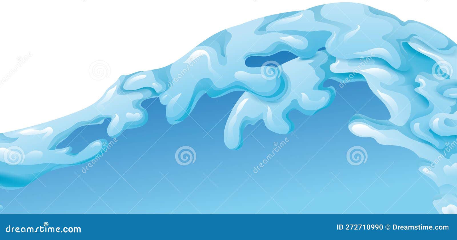 Blue Water Stream or Wave and White Background, Vector Illustration ...