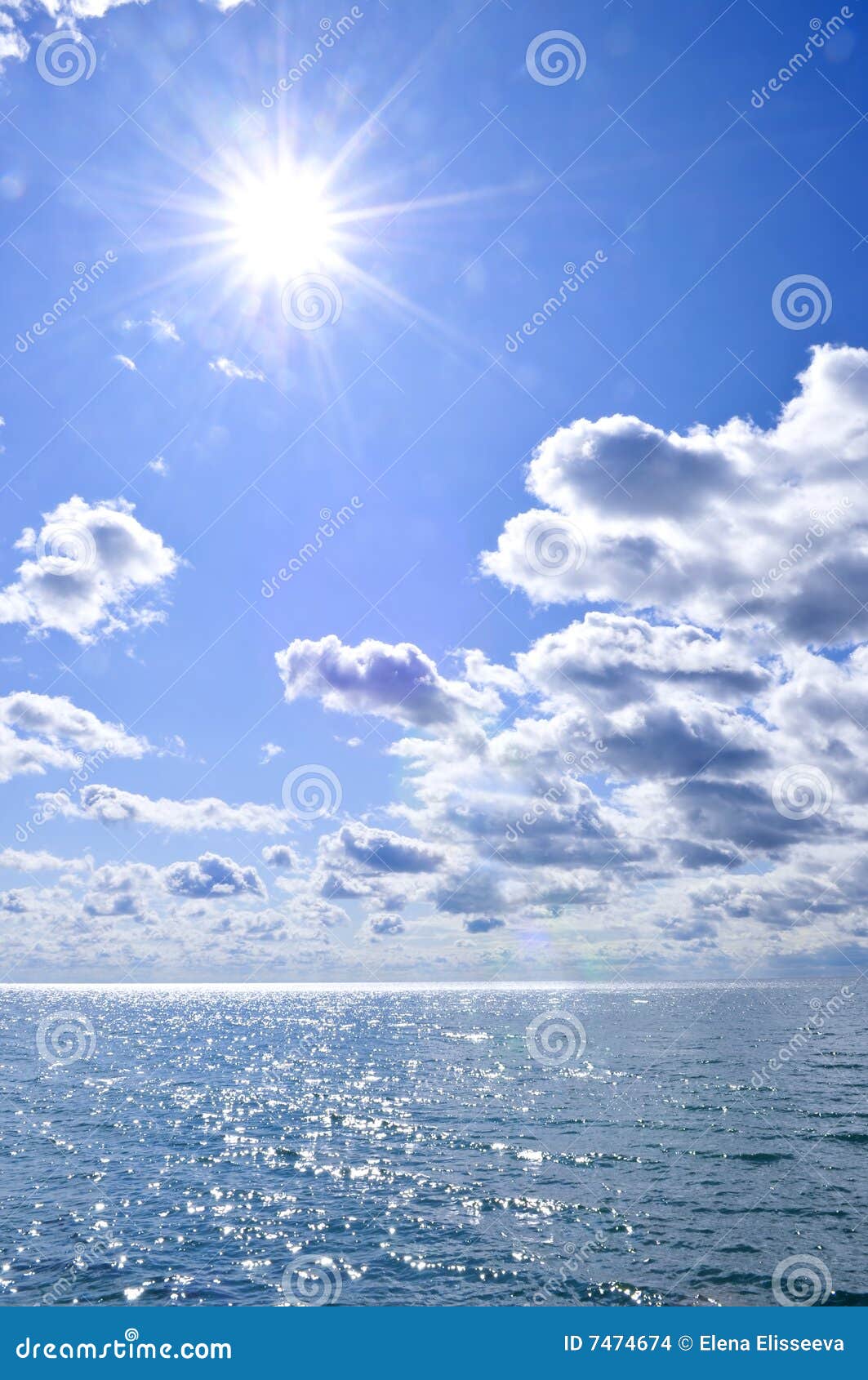 Blue Water and Sunny Sky Background Stock Photo - Image of pure, clouds ...