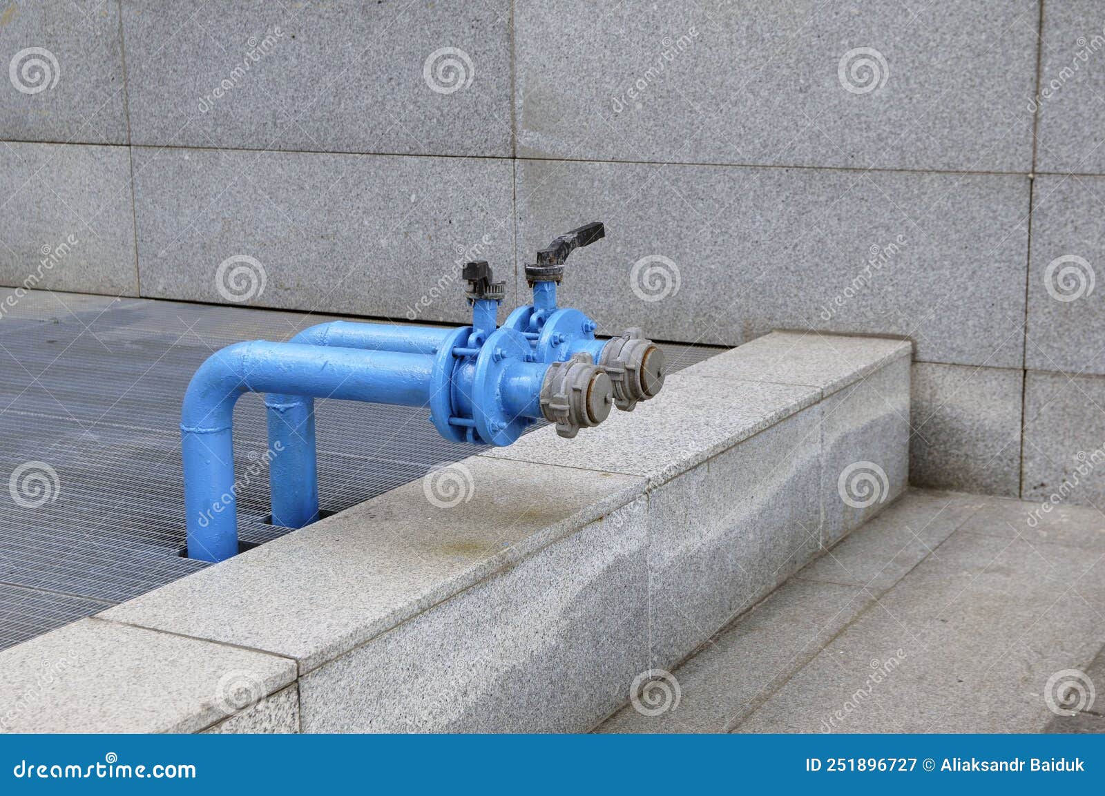 Blue Water Supply Pipeline. Locking Fitting. Hydrant Stock Image ...