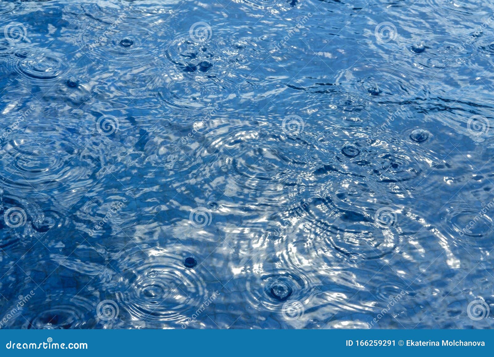 Blue Water Surface Texture during Rain. Monochrome Classic Blue ...