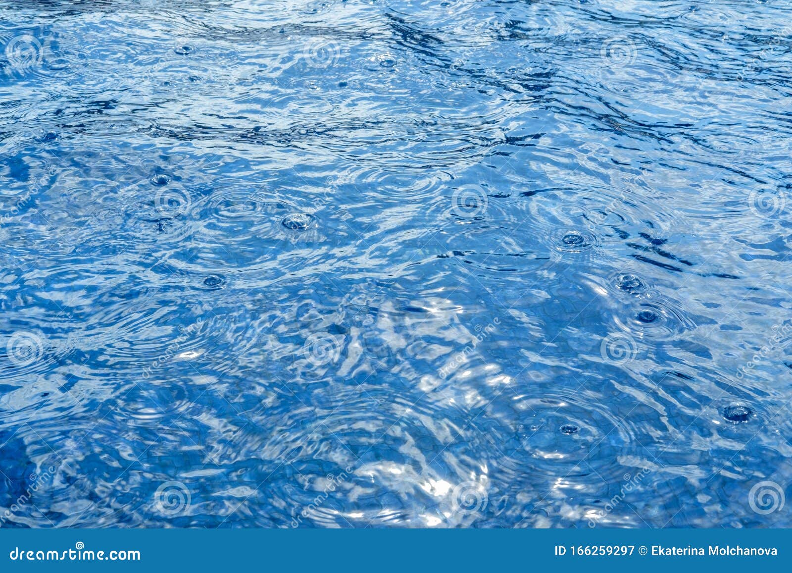 Blue Water Surface Texture during Rain. Monochrome Classic Blue ...