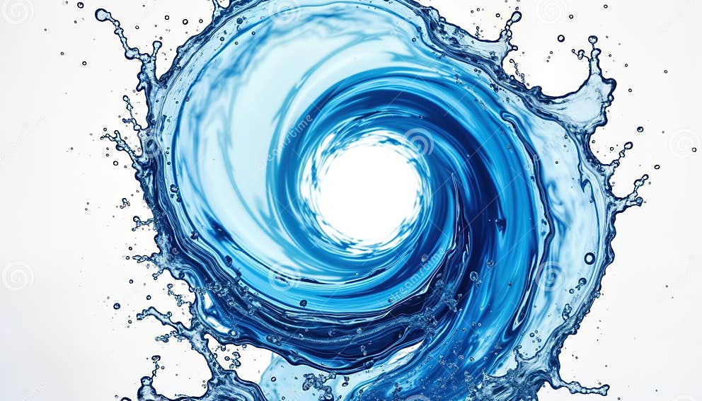 Blue Water Swirl on White Background. Dynamic Water Pattern Creates ...