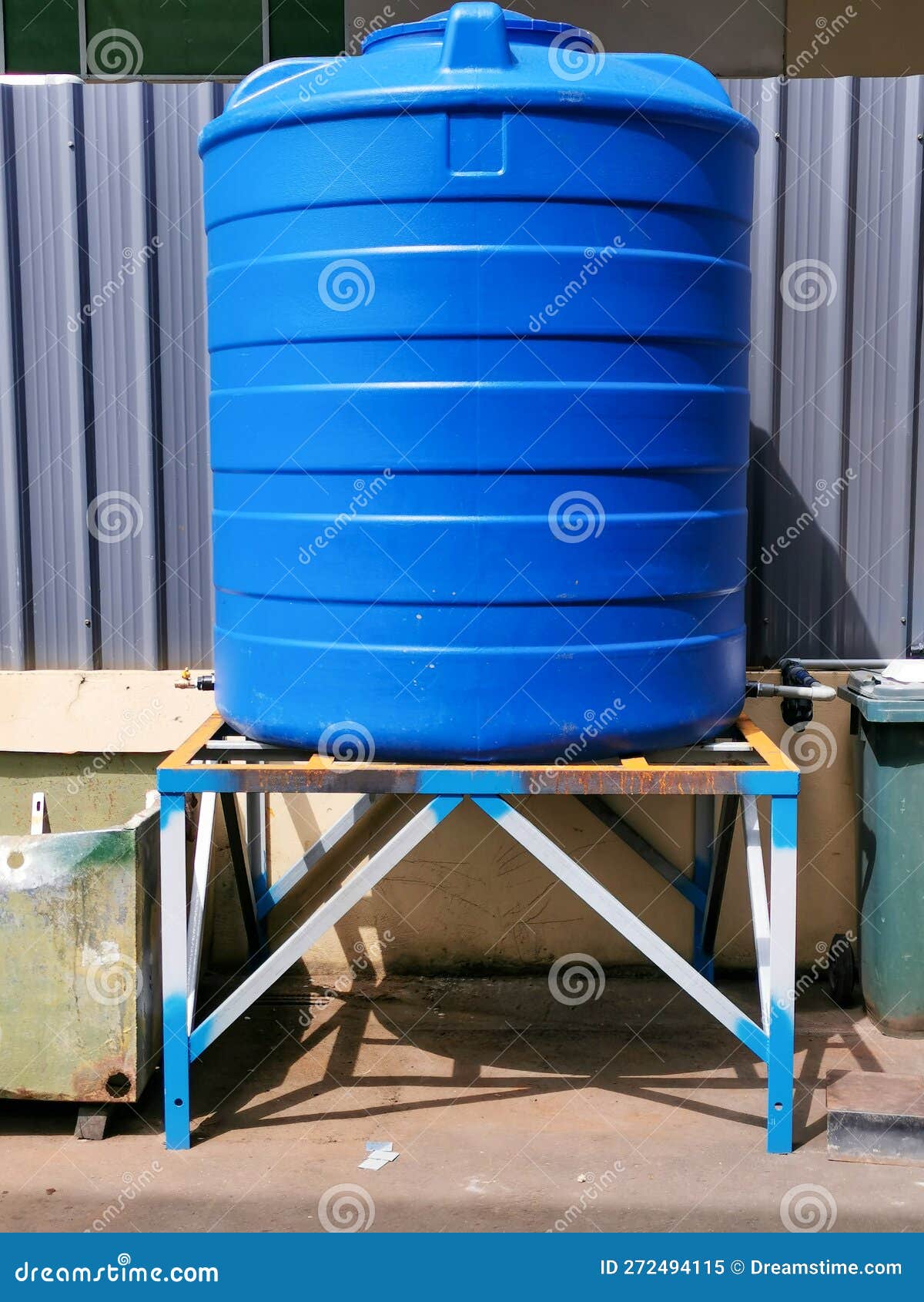 Blue Water Tank of Industrial Building. Stock Image - Image of energy ...
