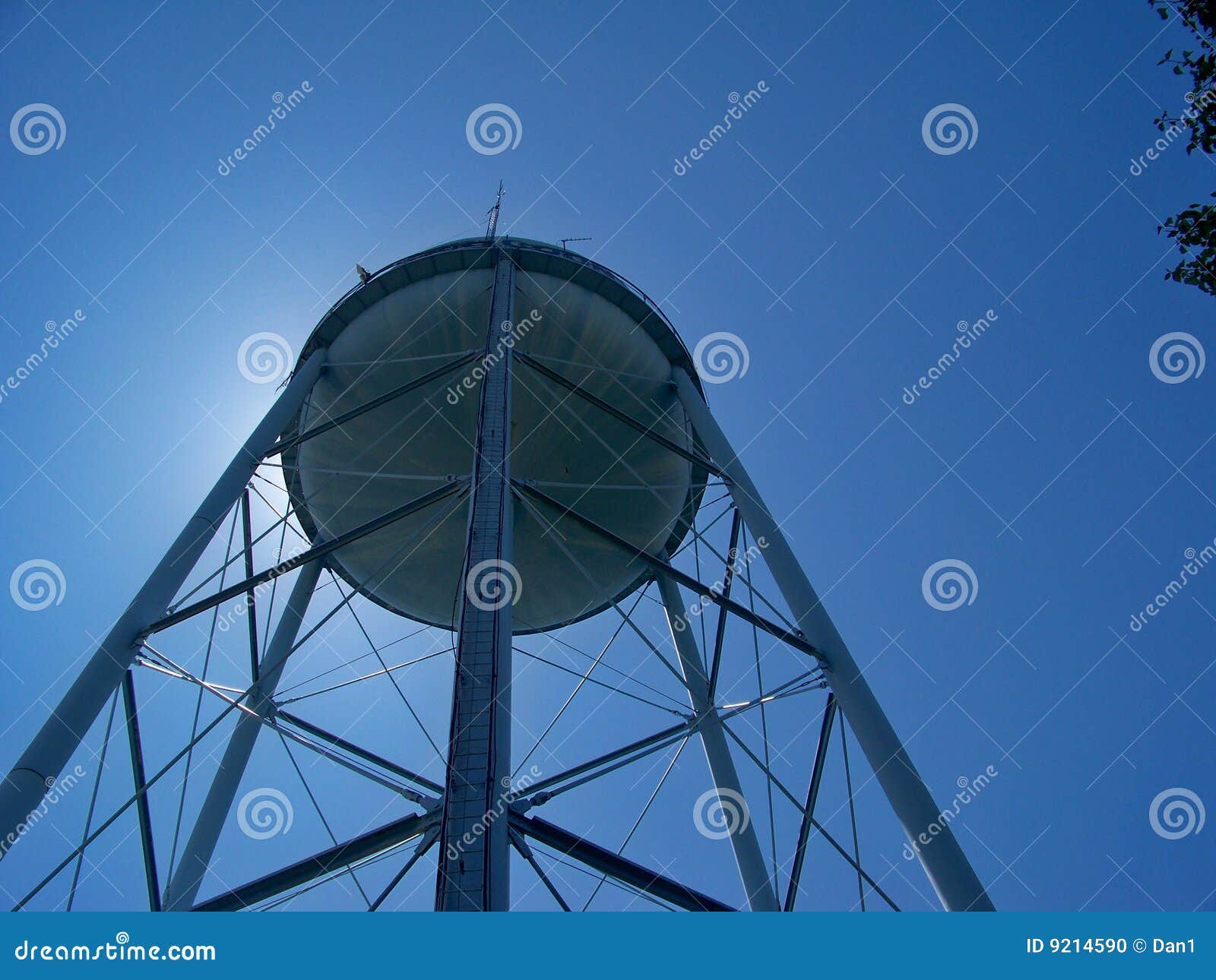 Blue water tower stock photo. Image of metal, town, water - 9214590