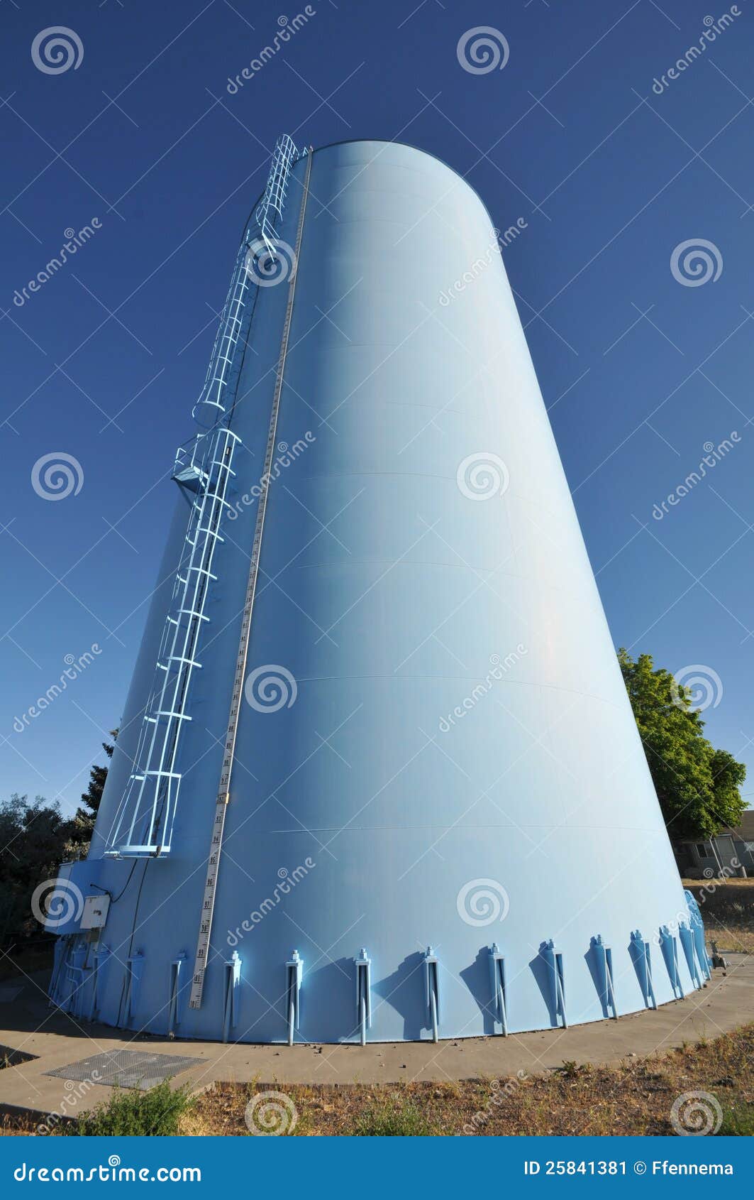 Blue Water Tower with Latter Stock Image - Image of scene, large: 25841381