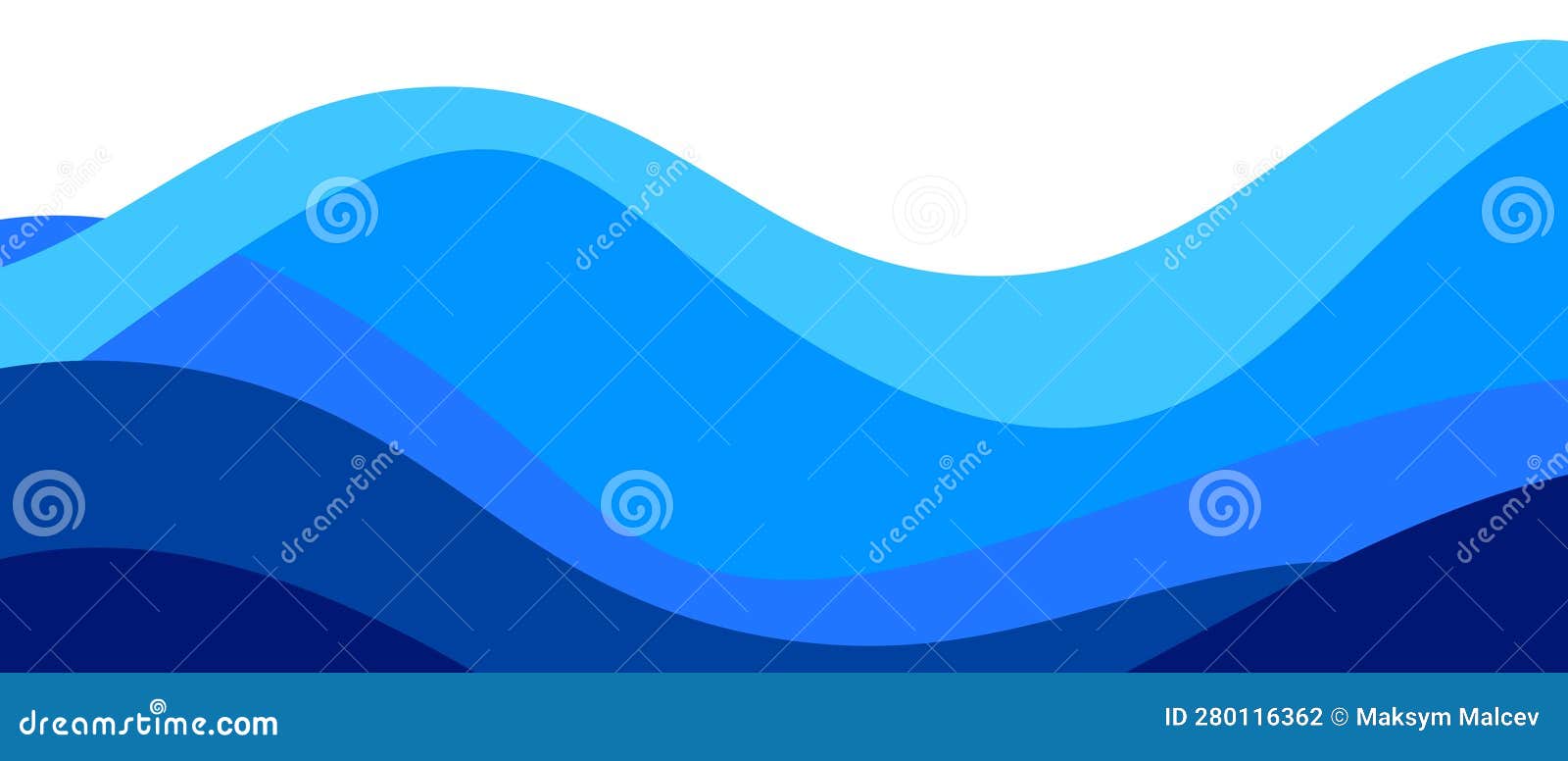 Blue Water Wave Background. Vector Ocean in Flat Style. Stock Vector ...