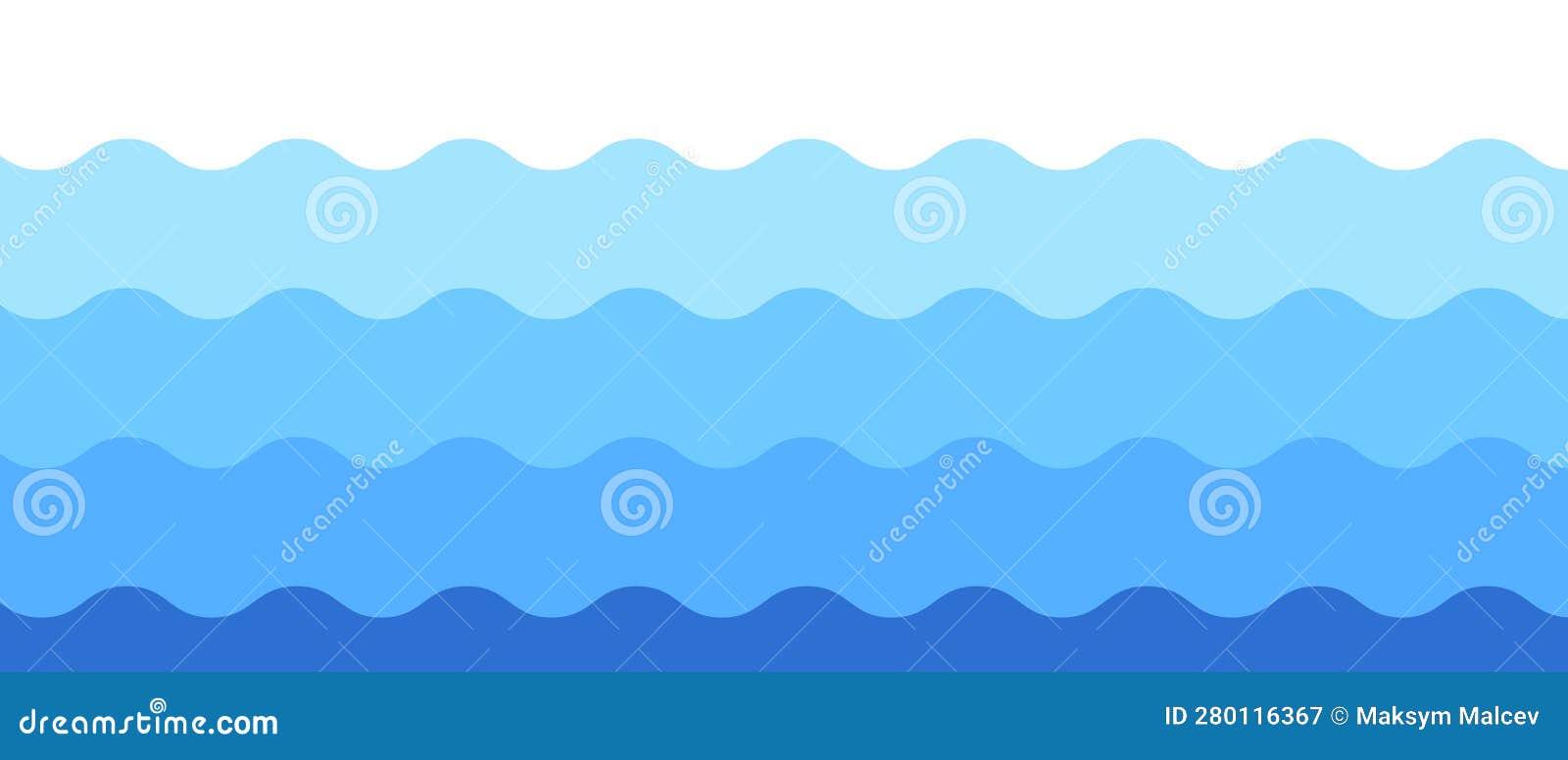 Blue Water Wave Background. Vector Ocean in Flat Style. Stock Vector ...