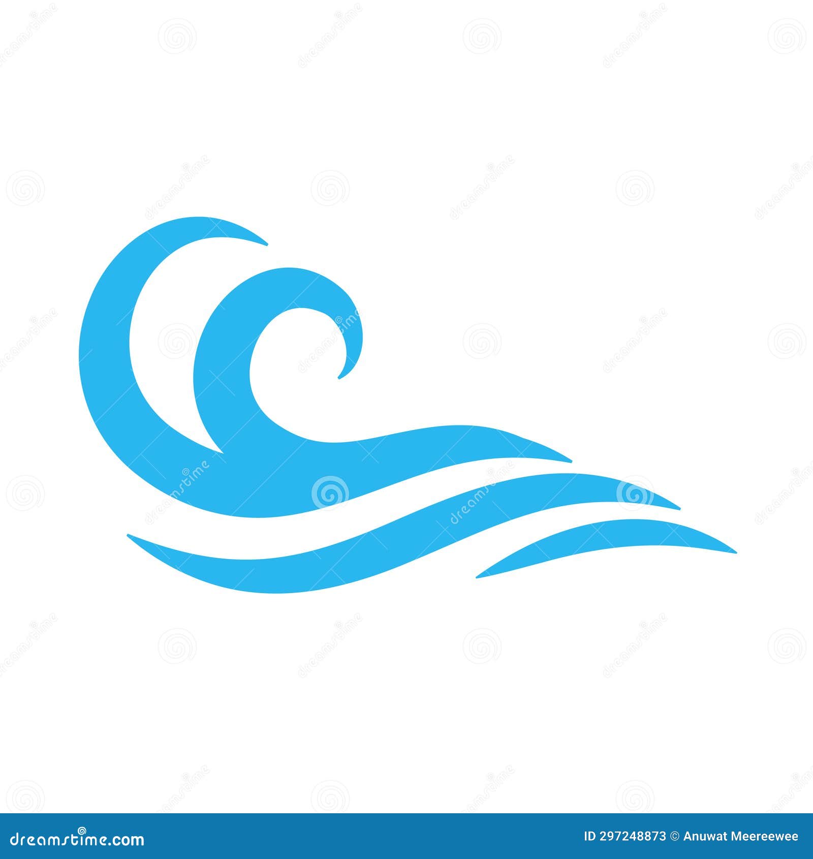 Blue Water Wave Line Icon in the Sea Stock Illustration - Illustration ...