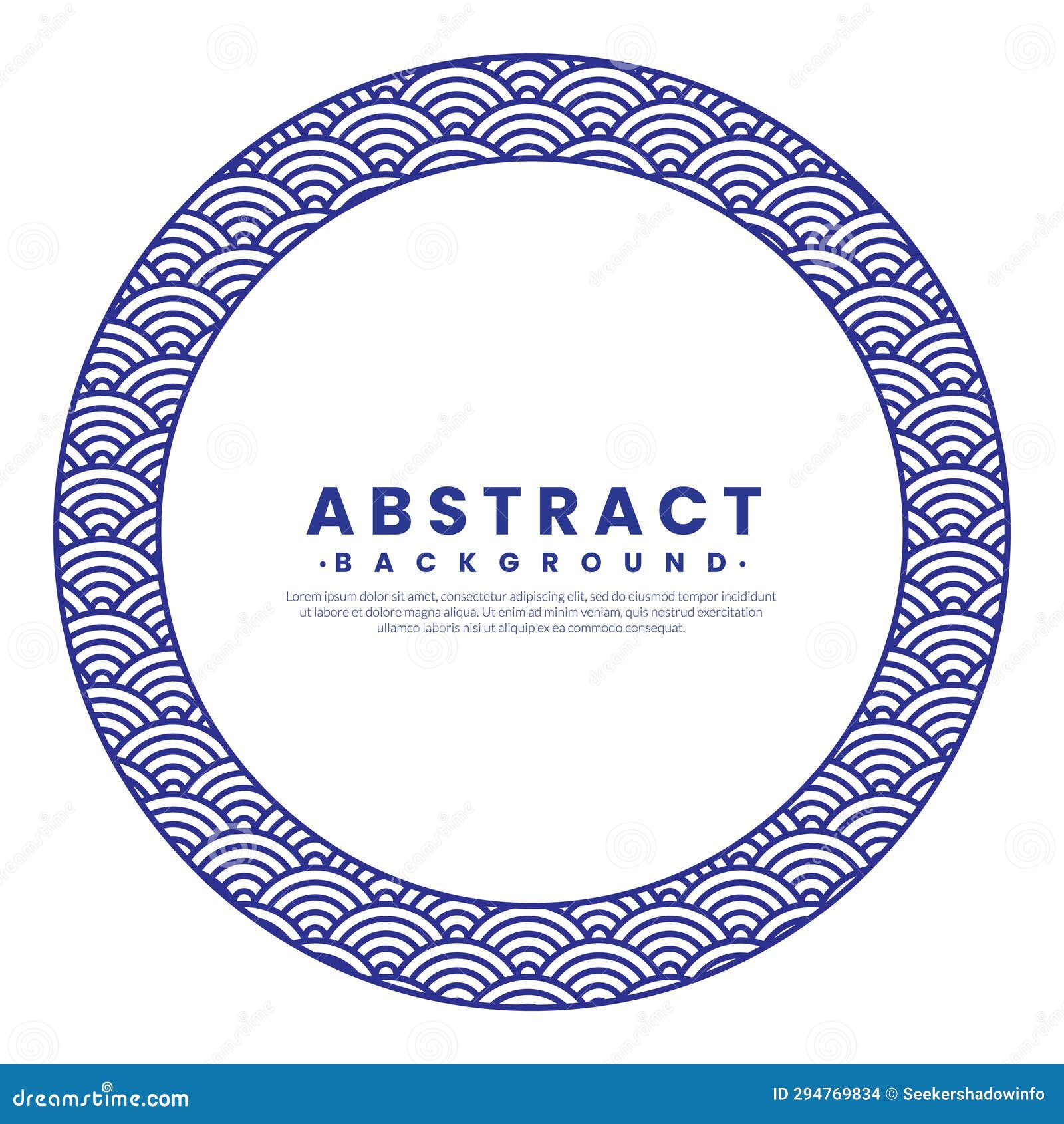 Blue Water Wave Line Pattern Border Frame. Japanese Style Concept Stock ...