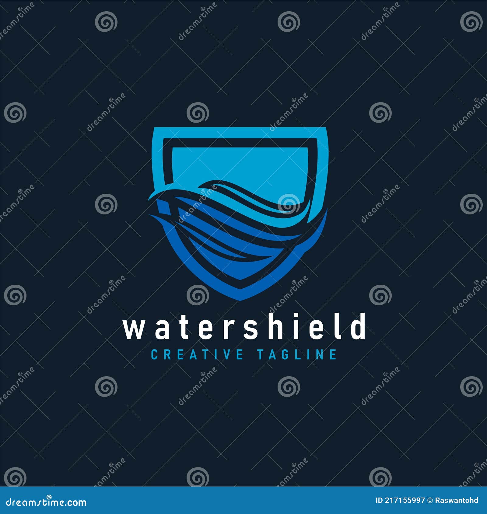 Blue Water Wave and Shield Combination Logo Design. Vector Logo ...