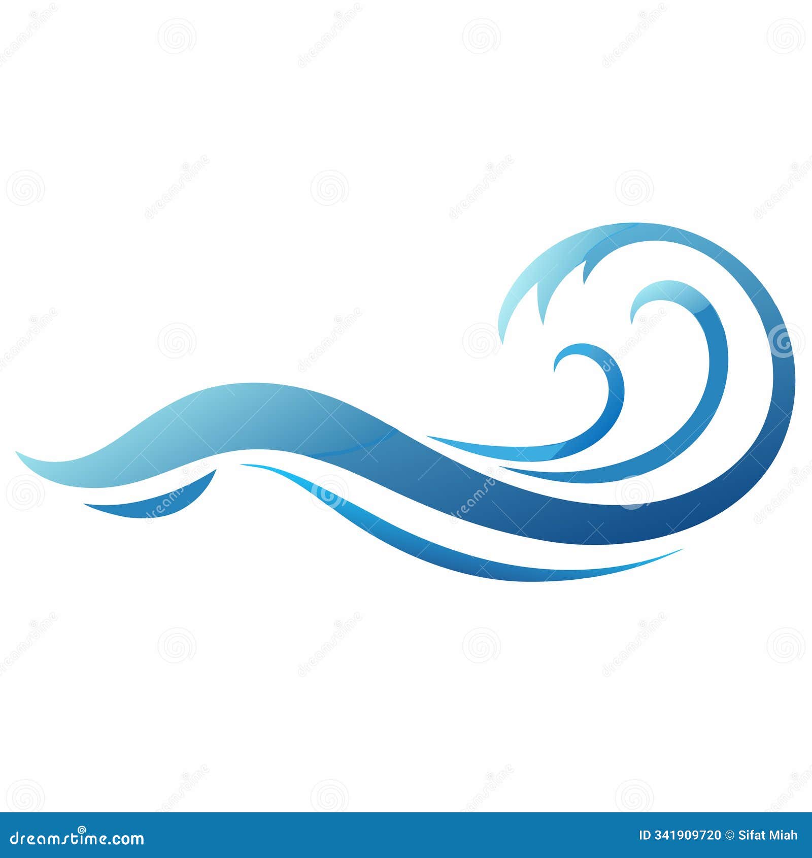 Blue Water Wave Vector on White Background Stock Vector - Illustration ...