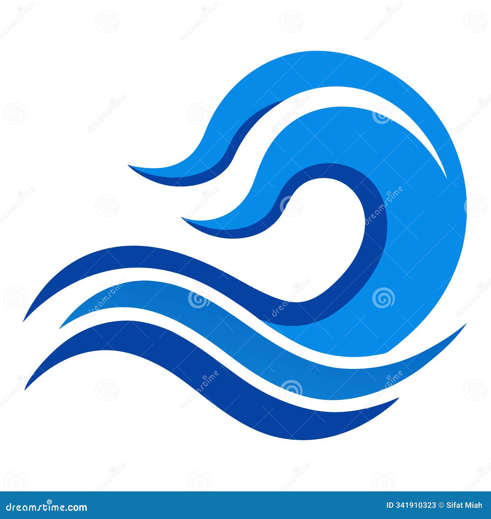 Blue Water Wave Vector on White Background Stock Vector - Illustration ...