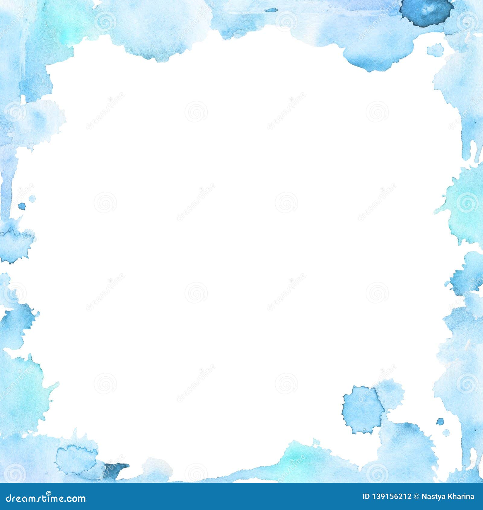 Blue watercolor frame stock illustration. Illustration of paper - 139156212