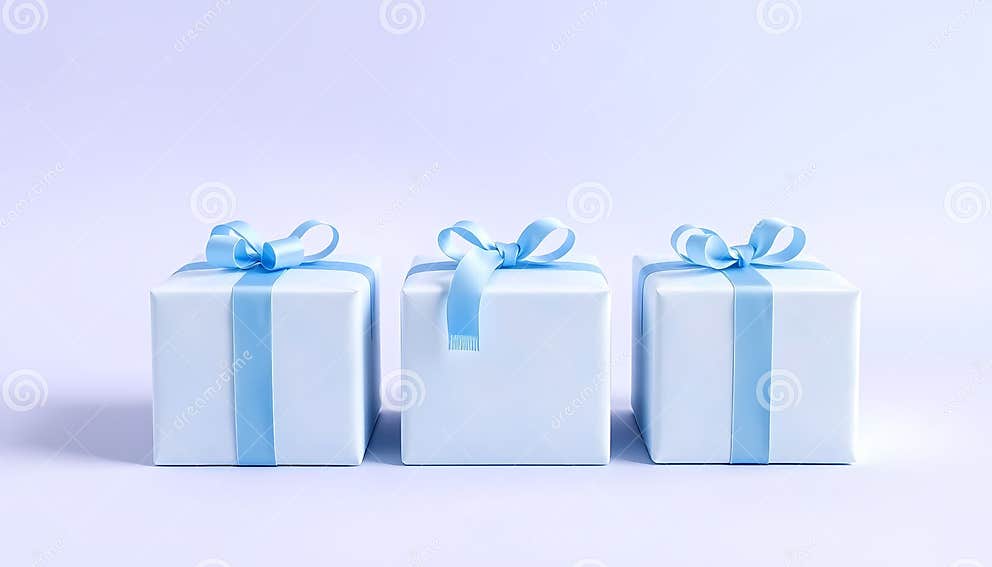 Blue Watercolor Gift Boxes with Soft Gradient Background Stock ...