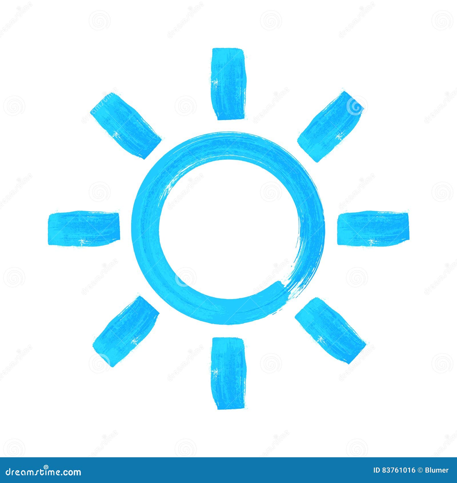 Blue Watercolor Hand Drawn Summer Sun Stock Vector - Illustration of ...