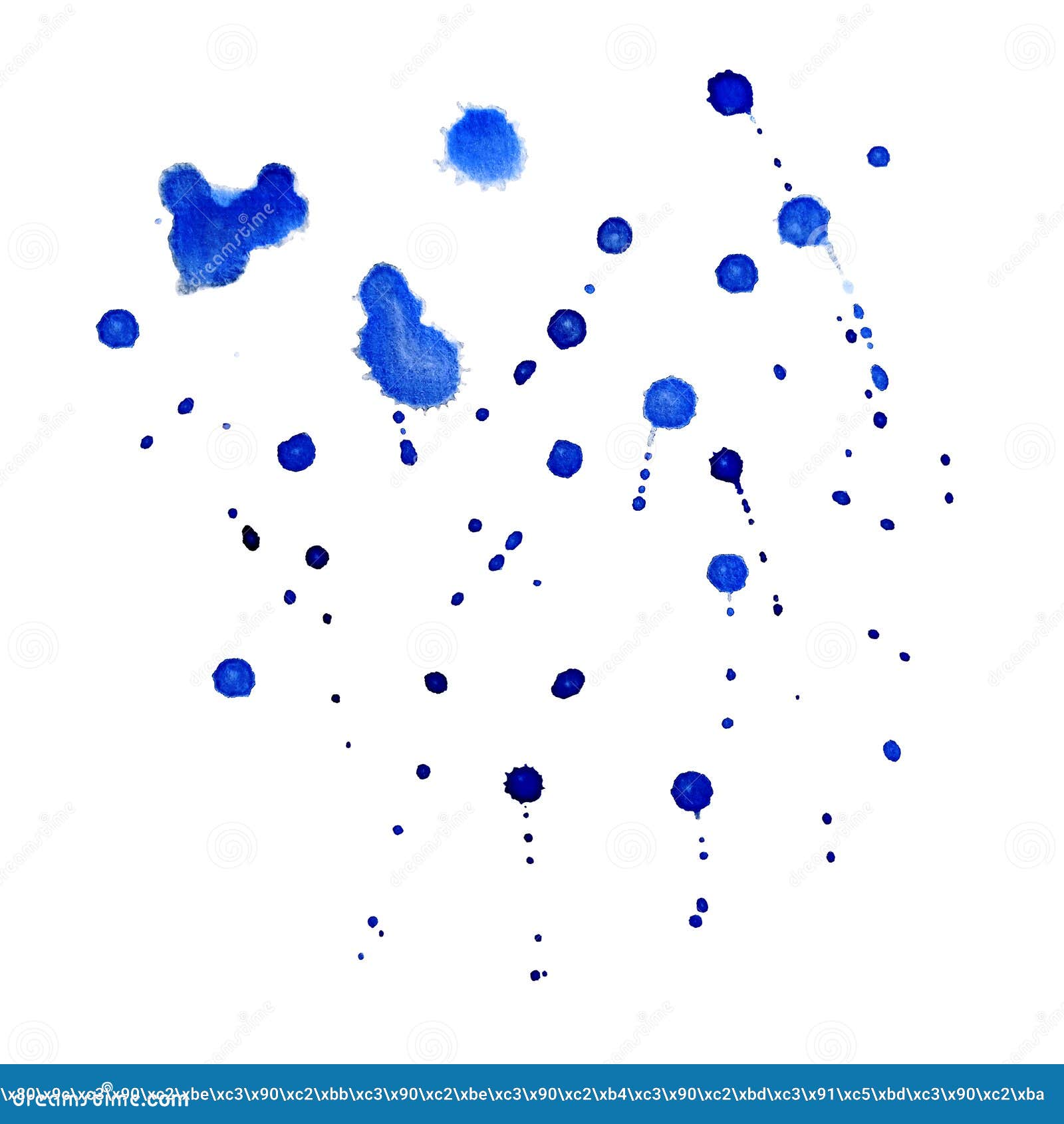 Blue Watercolor Ink Blot Drops Stock Illustration - Illustration of ...