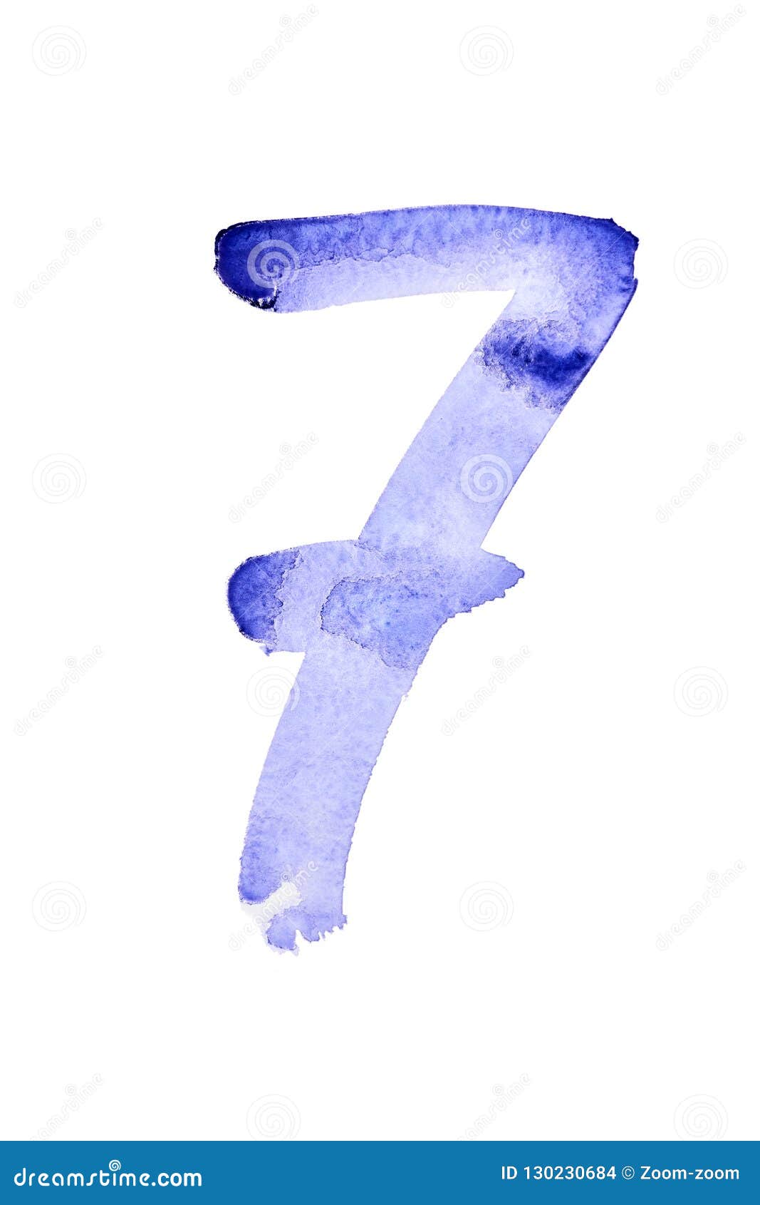 Blue watercolor numbers stock illustration. Illustration of painted ...