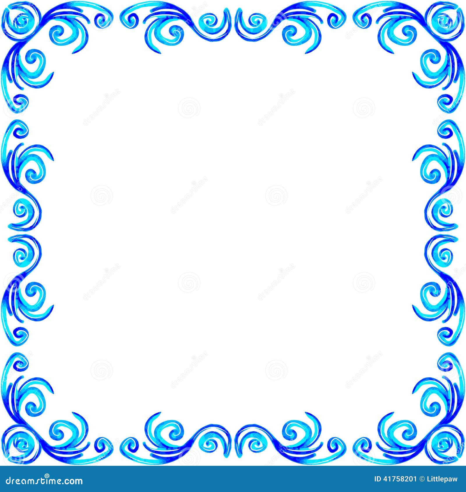 Blue Watercolor Ornament Decorative Frame Stock Vector - Illustration ...