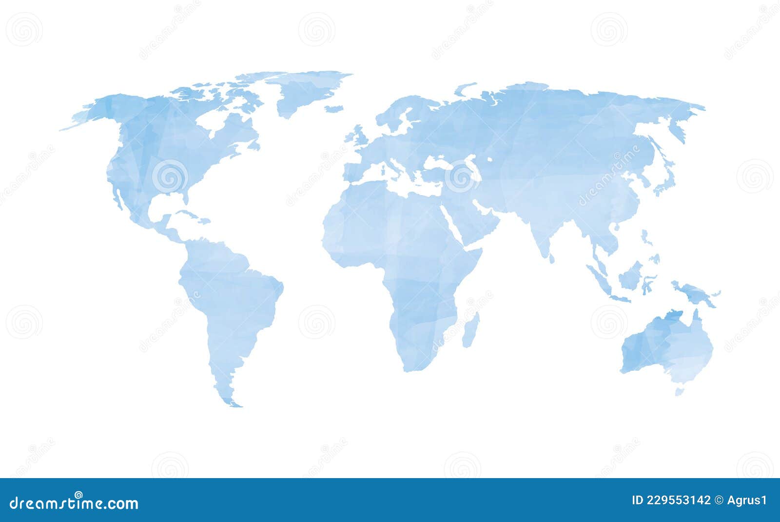 Blue Watercolor Painting Vector World Map Stock Vector - Illustration ...