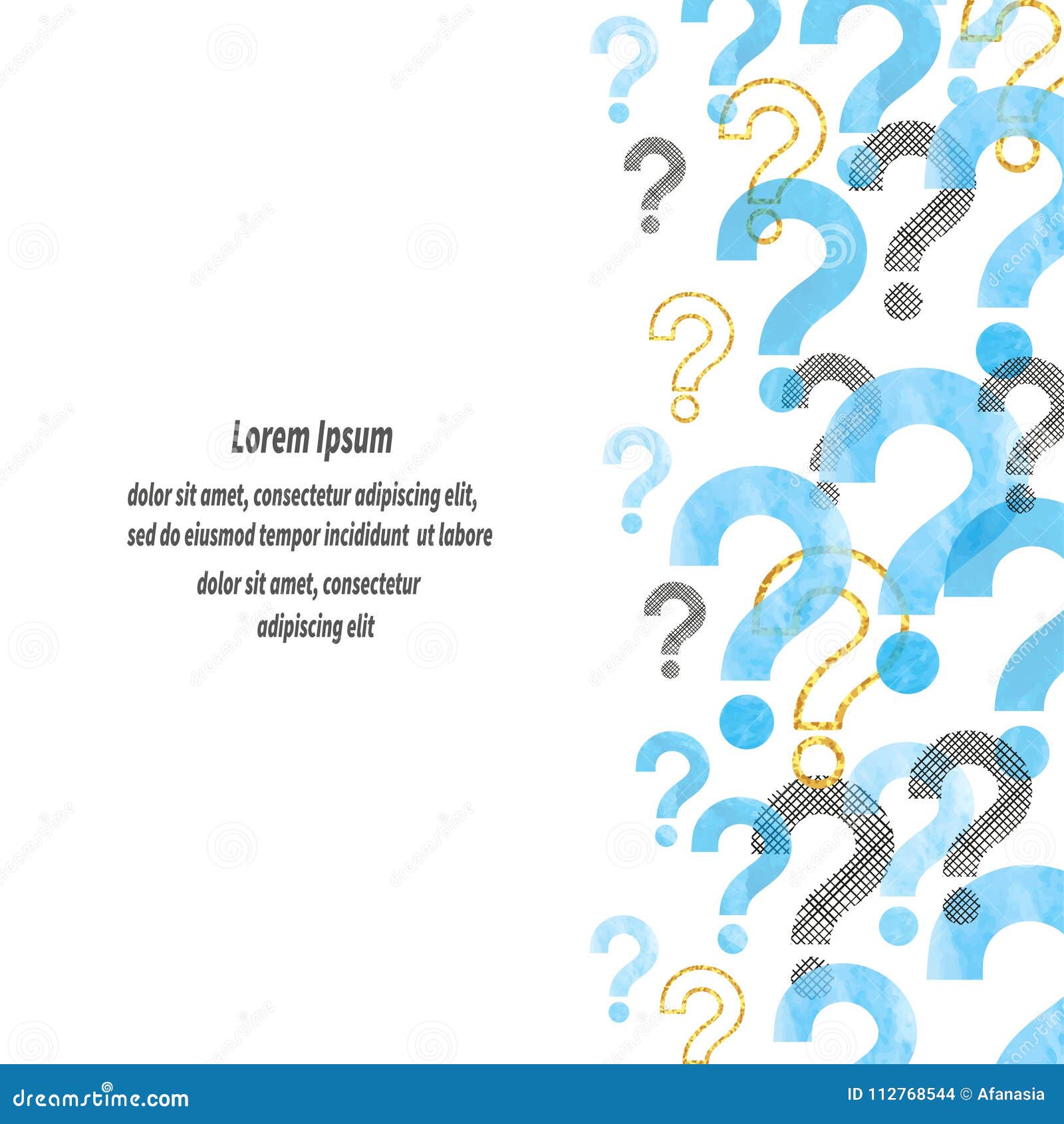 Blue Watercolor Question Mark Vector Background with Place for Text ...