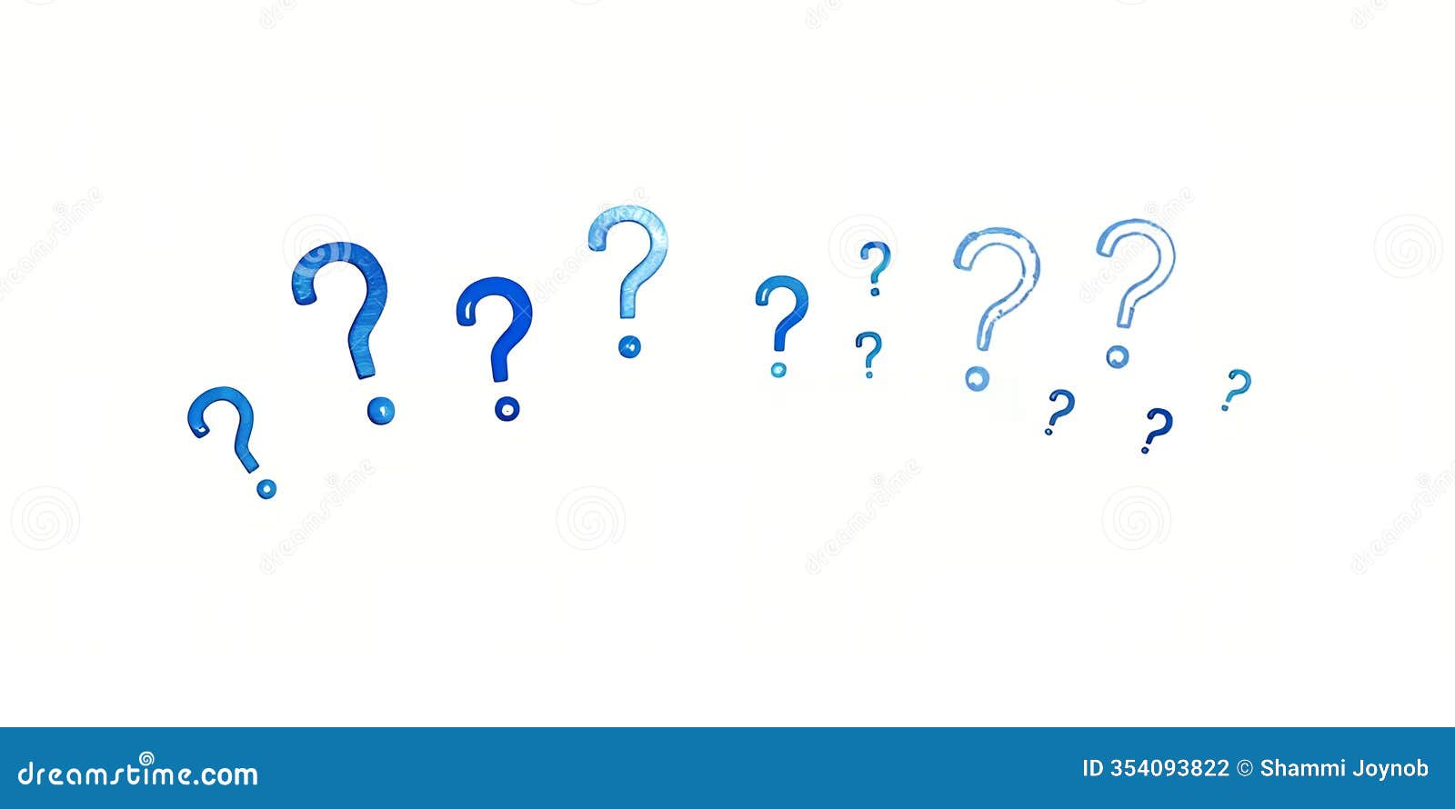 Blue Watercolor Question Marks Scattered on White Background Query ...