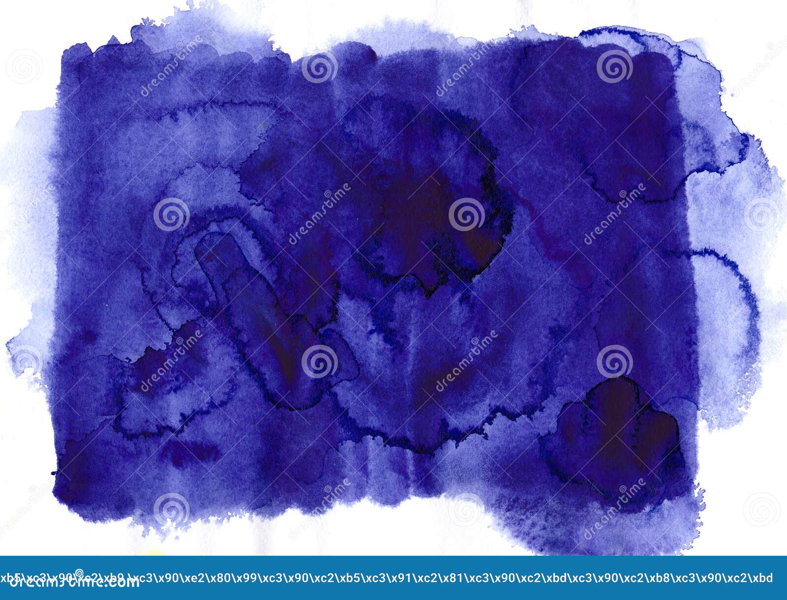 Blue Watercolor Rectangular Background with Saturated Dense Blob Stock ...
